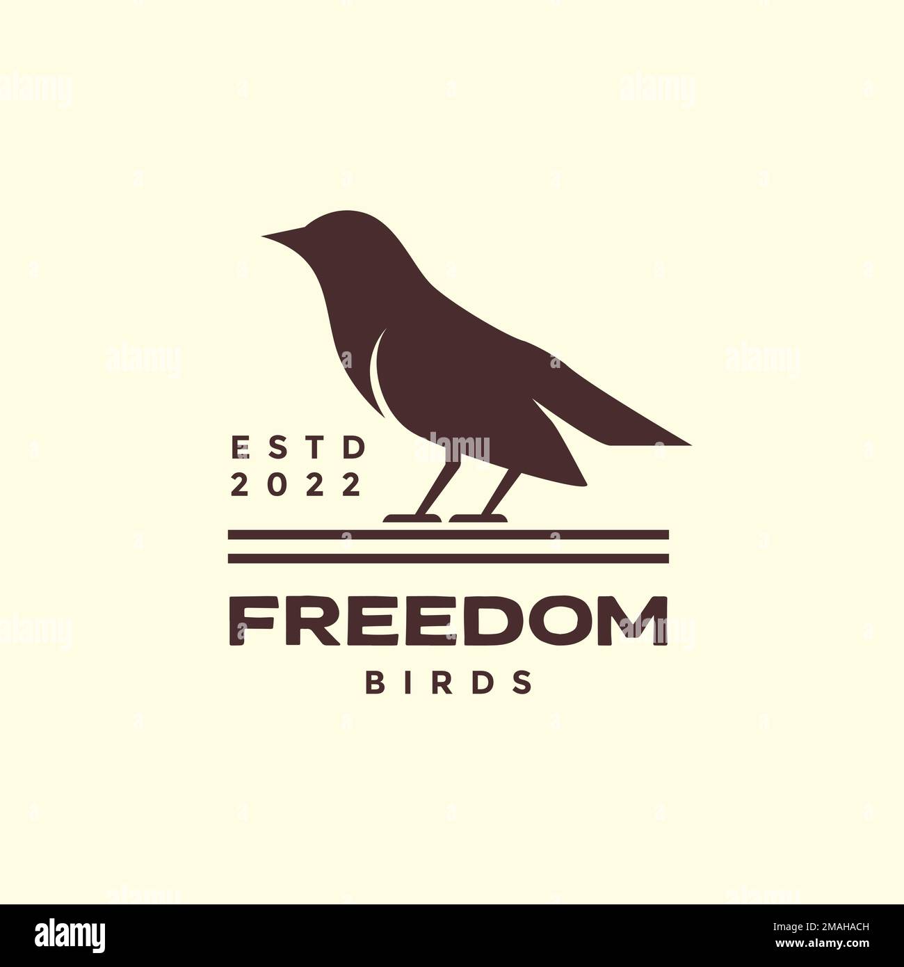 black bird perched isolated vintage hipster logo design vector icon ...