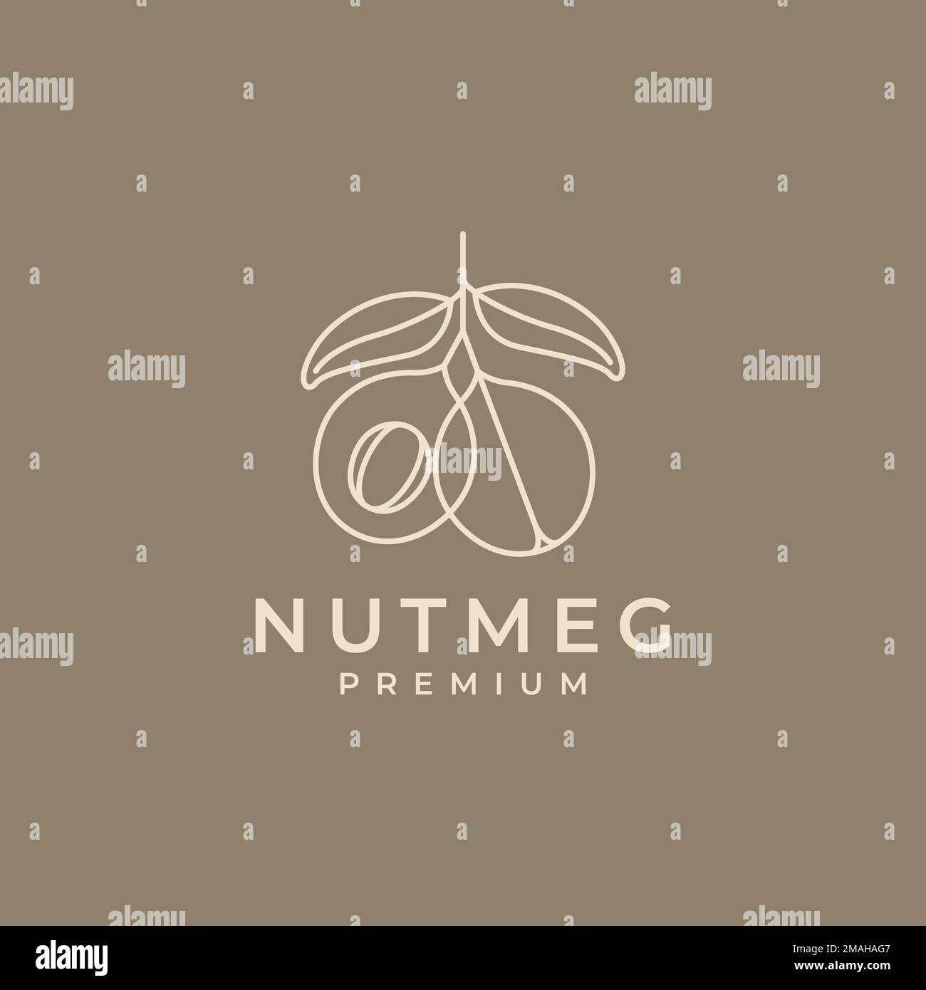 nutmeg spice kitchen cooking line minimal logo design vector icon ...