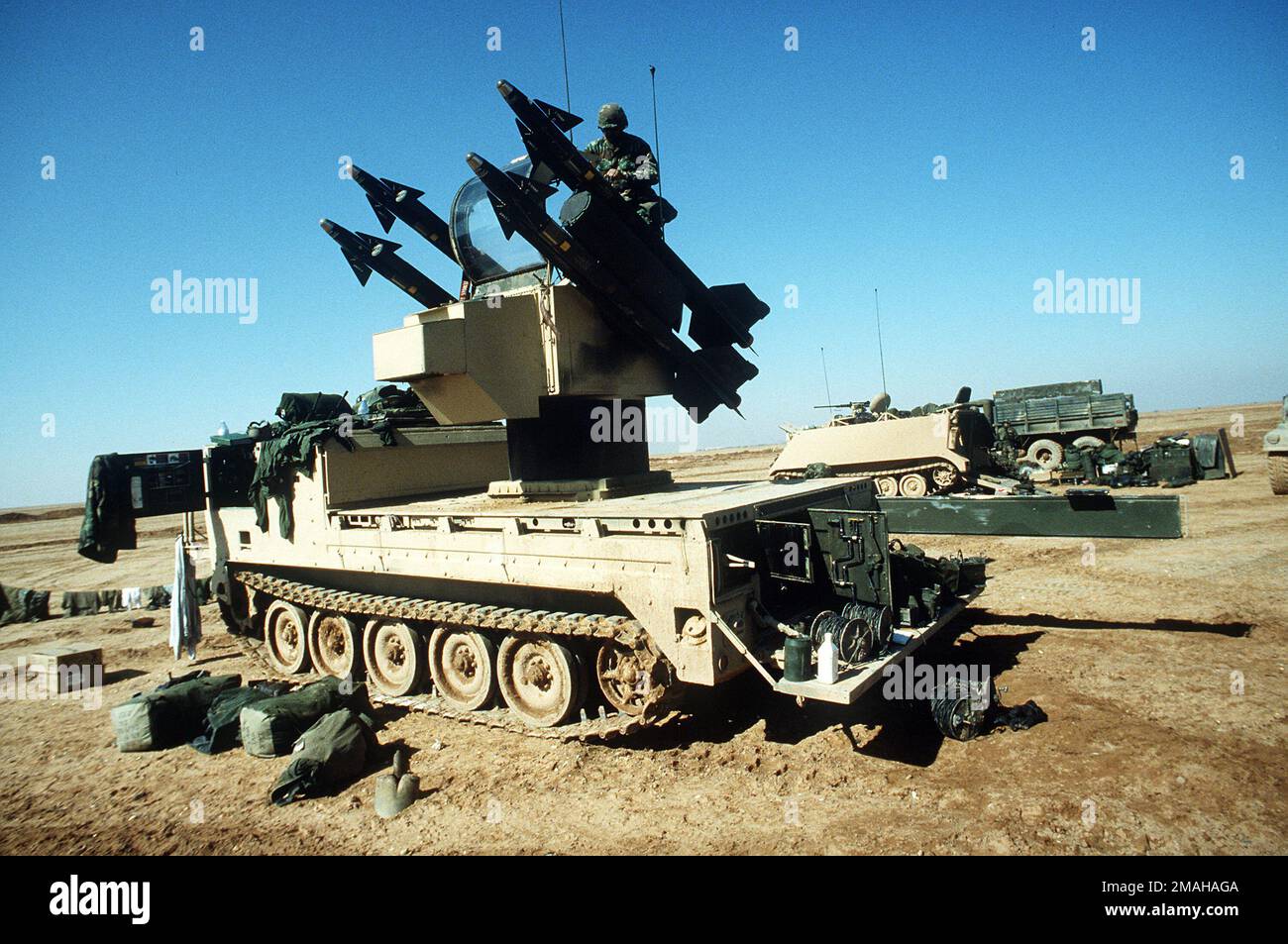 An M-48 Chaparral low-altitude, self-propelled, surface-to-air missile ...