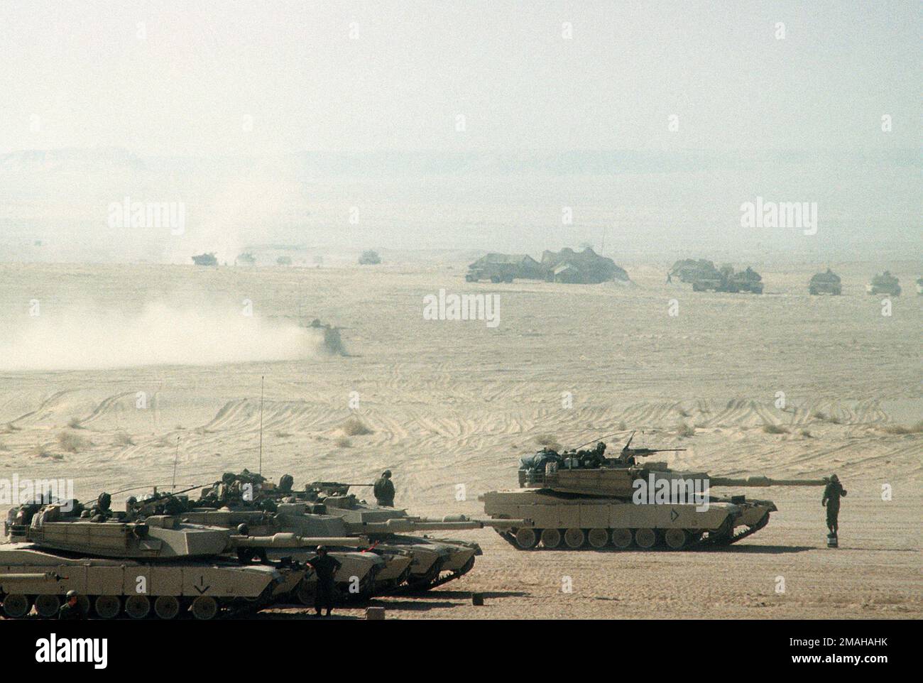 M-1A1 Abrams main battle tanks of Co. A, 3rd Bn., 32nd Armored Regt ...