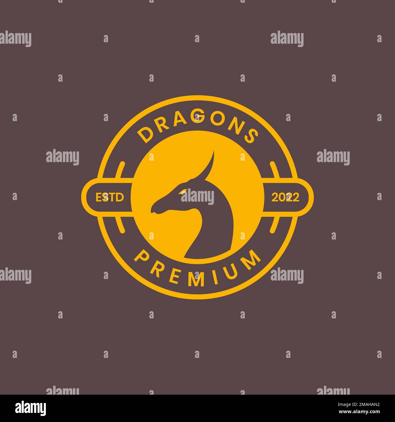 ancient head dragon legend fairytale horned modern badge sticker logo ...