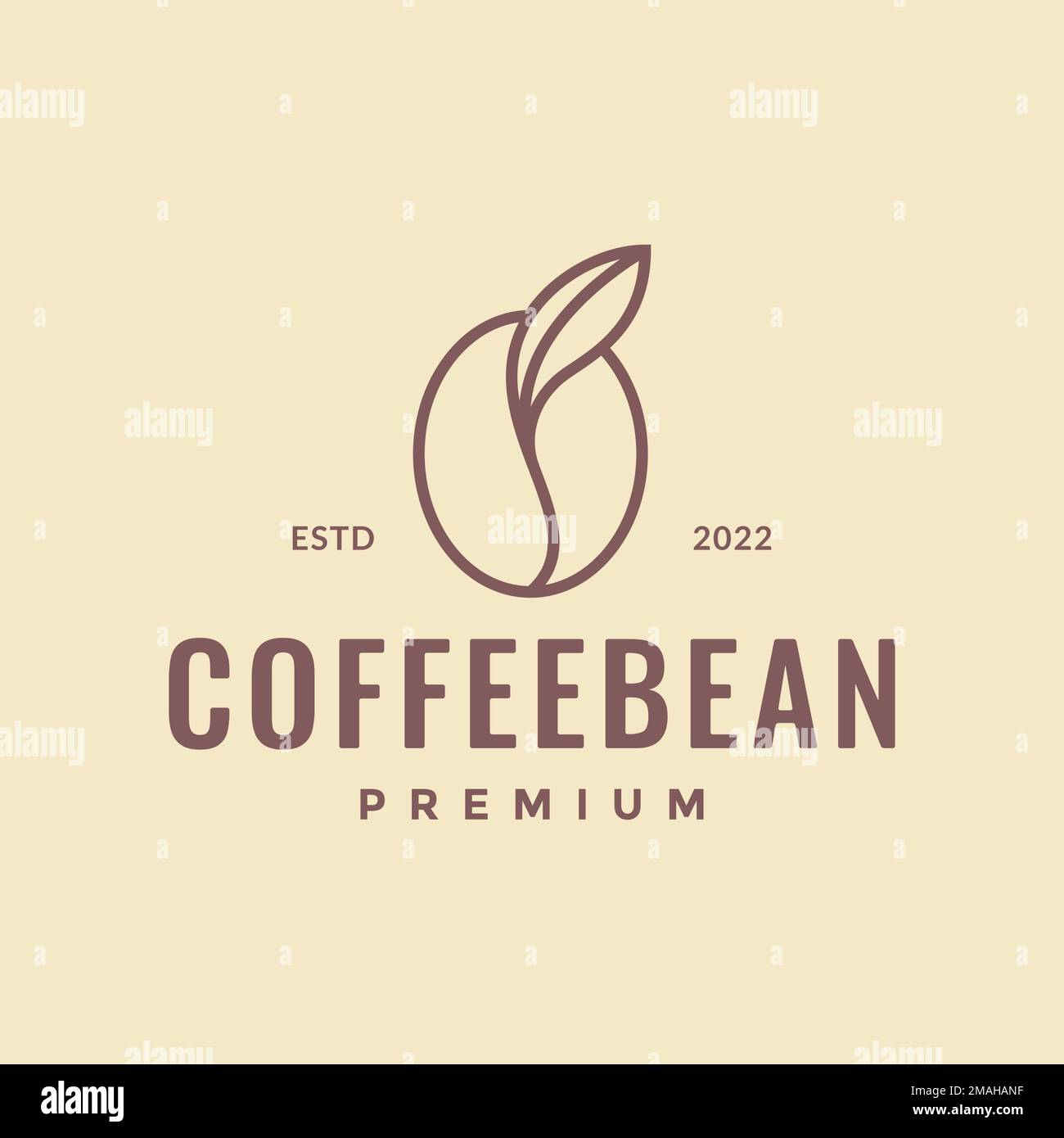 shoots coffee bean aroma quality lines hipster logo design vector icon ...