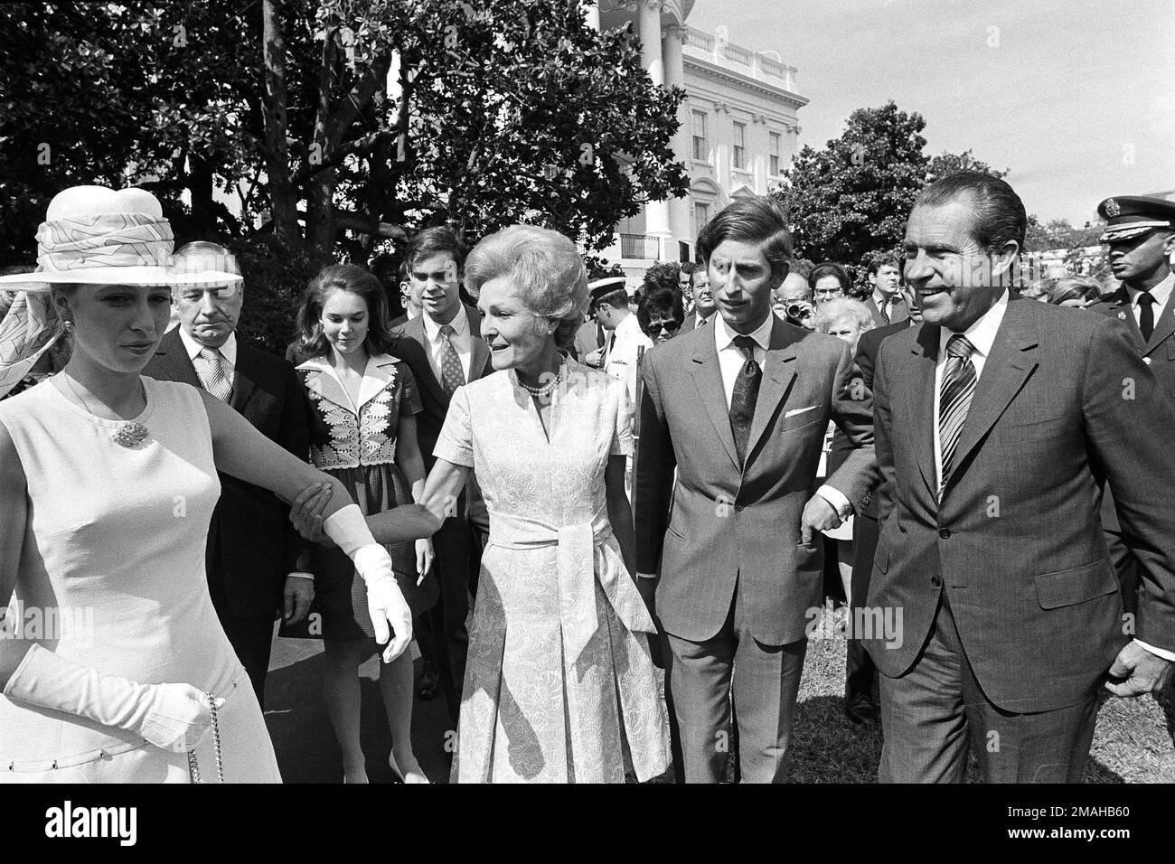 FILE - First lady Pat Nixon leads Princess Anne Thursday, July 16, 1970 ...
