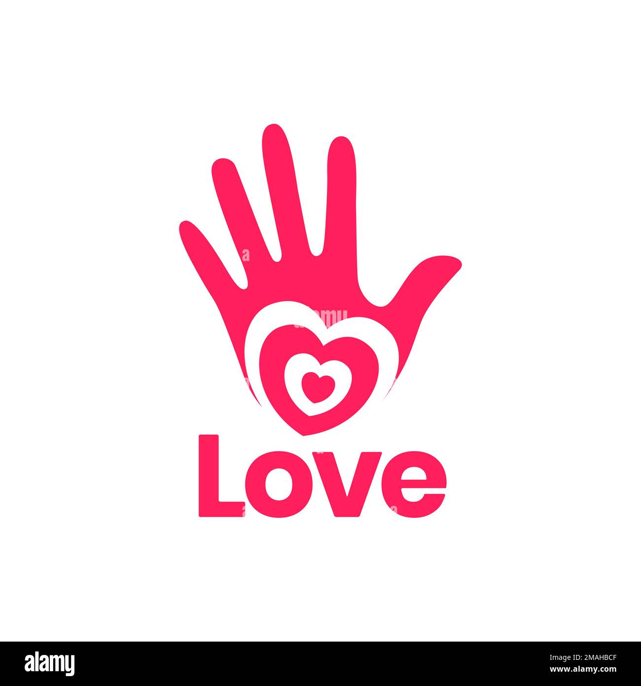 hand say hello with love heart logo design vector icon illustration ...