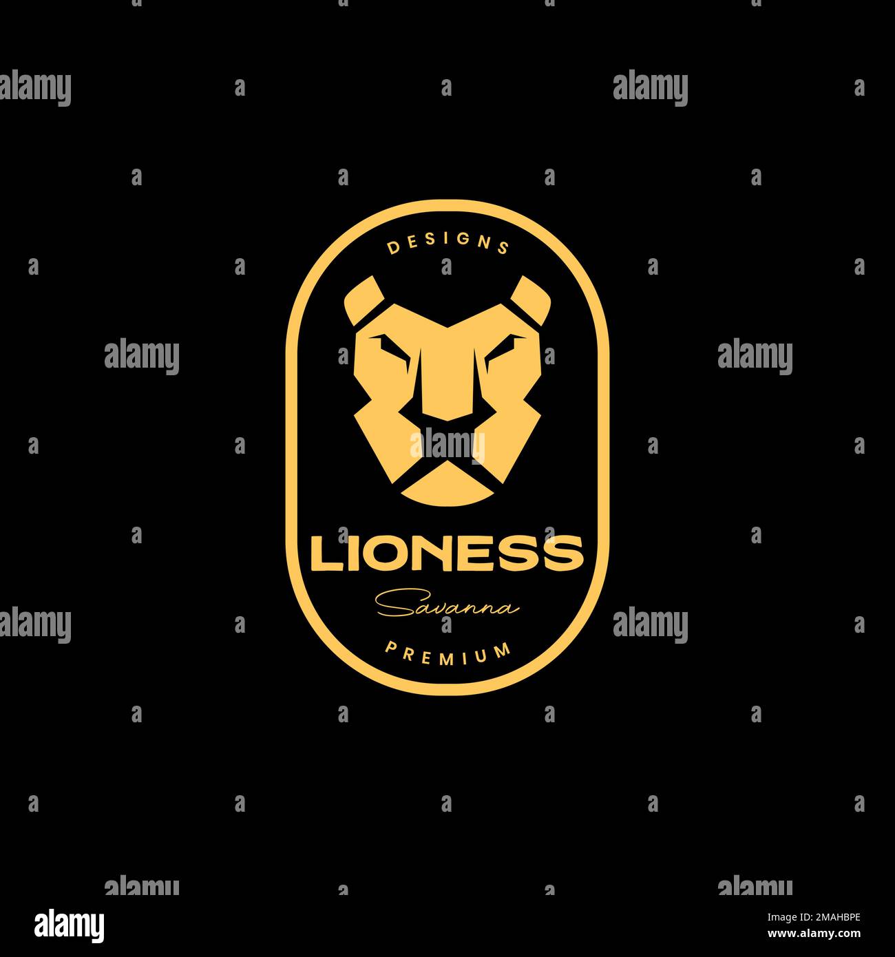 face lioness beast focus badge vintage logo design vector icon ...