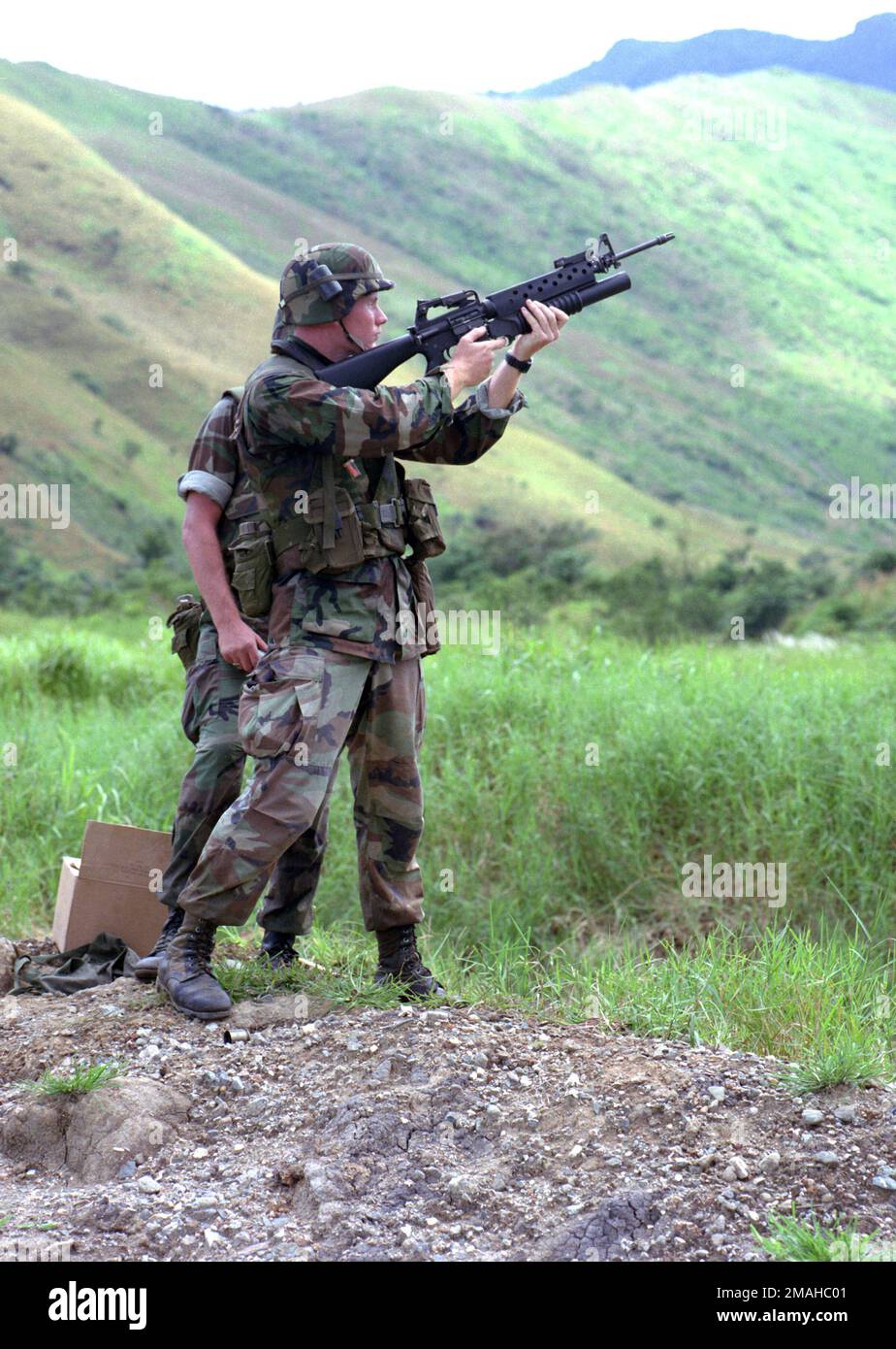 A member of the Marine detachment from the nuclear-powered aircraft ...