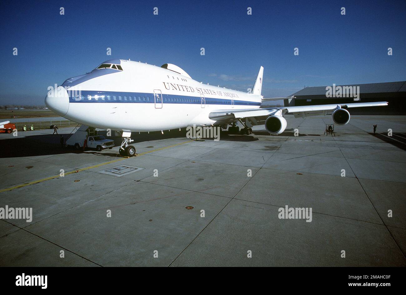 An E-4B advanced airborne national command post aircraft parked on the ...
