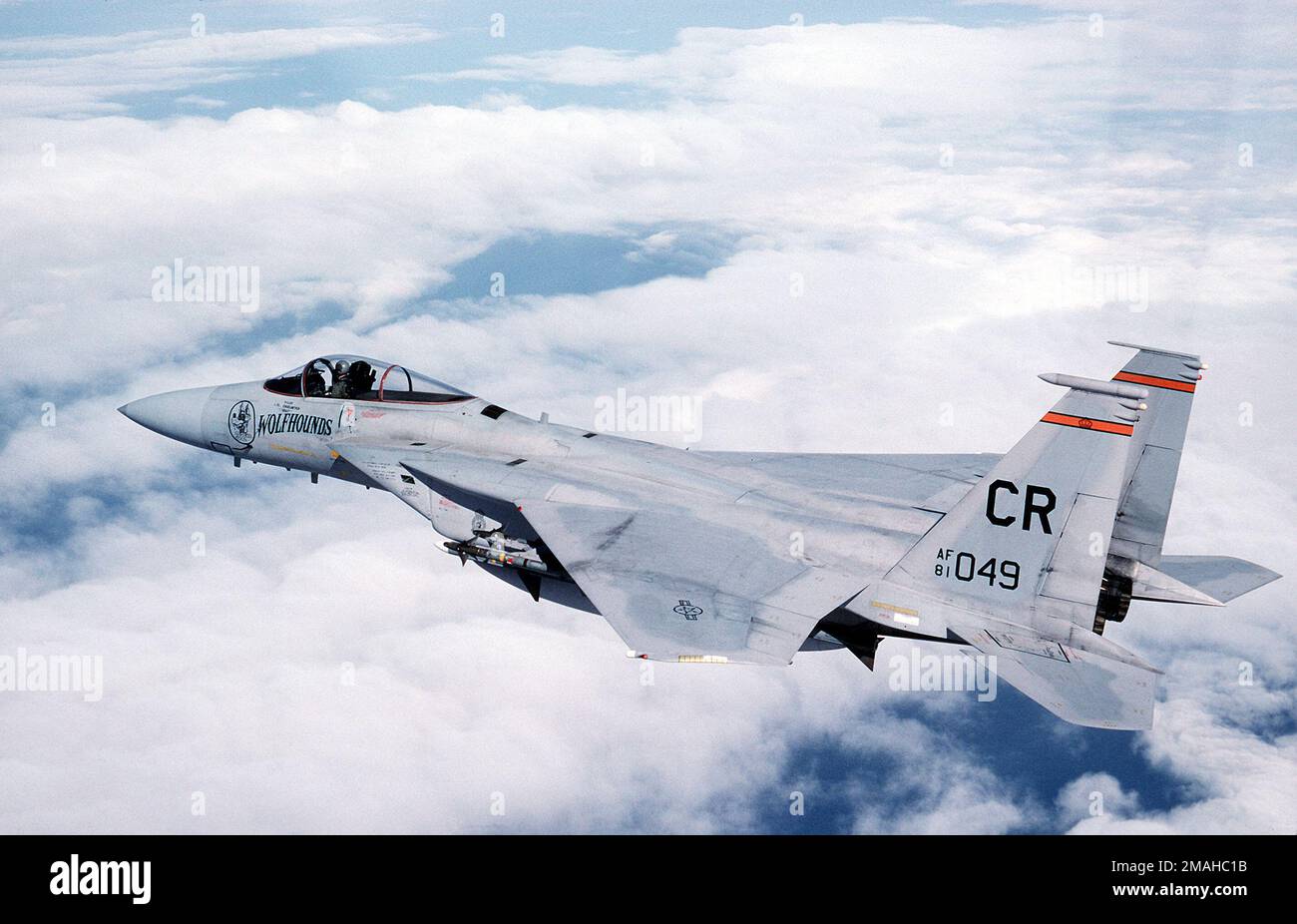An air-to-air left side view of a 32nd Tactical Fighter Squadron (TFS ...