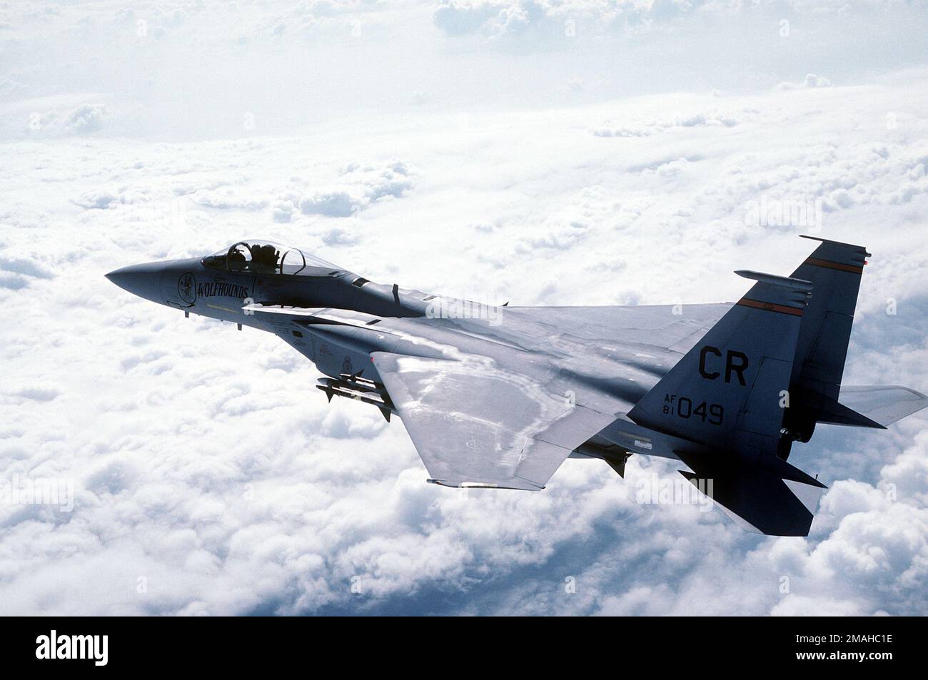 An air-to-air left side view of a 32nd Tactical Fighter Squadron (TFS ...