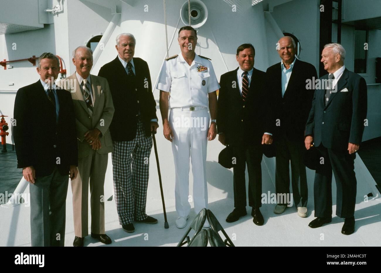 ADM James D. Watkins, CHIEF of Naval Operations (CNO), center, stands ...