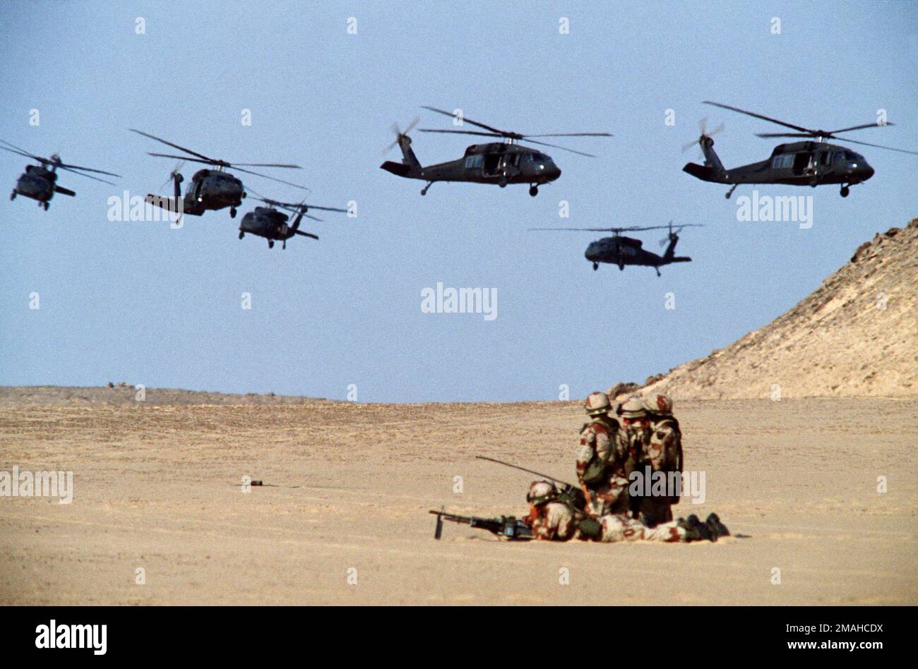 Six UH-60 Black Hawk (Blackhawk) helicopters of the 101st Airborne ...