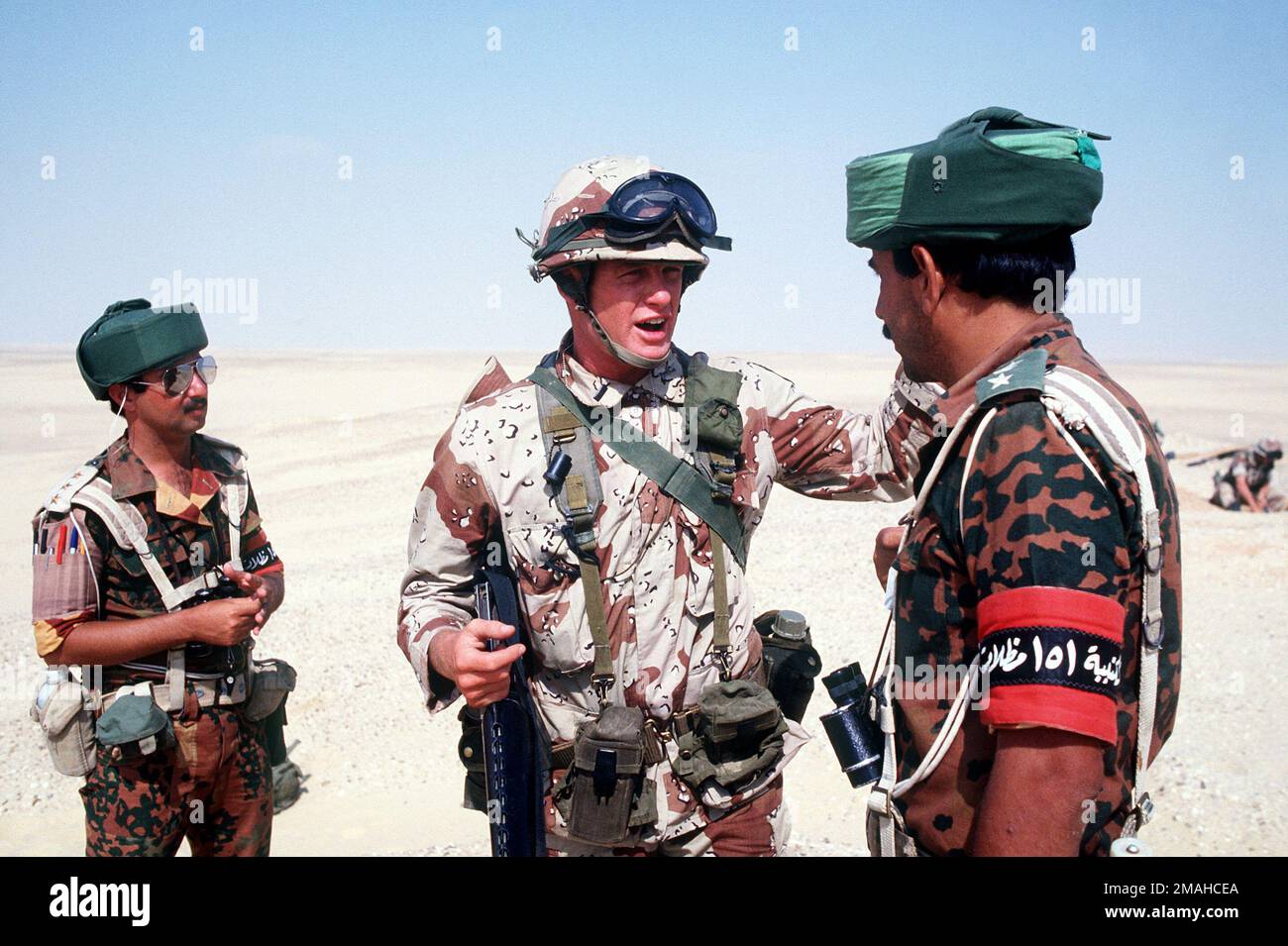 An American soldier discusses elements of the joint Exercise Bright ...
