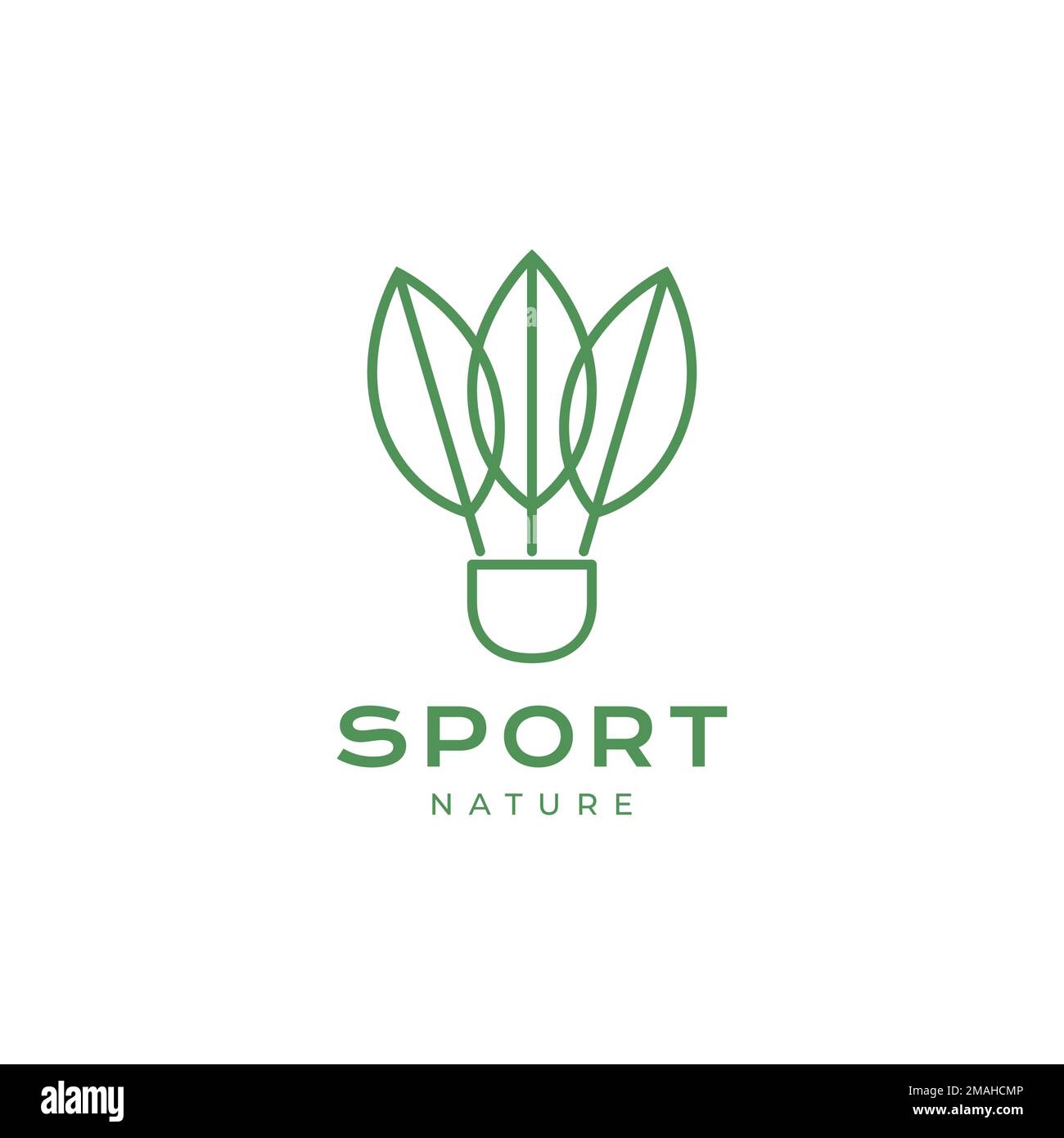sport badminton shuttlecock leaves feather line minimal logo design ...