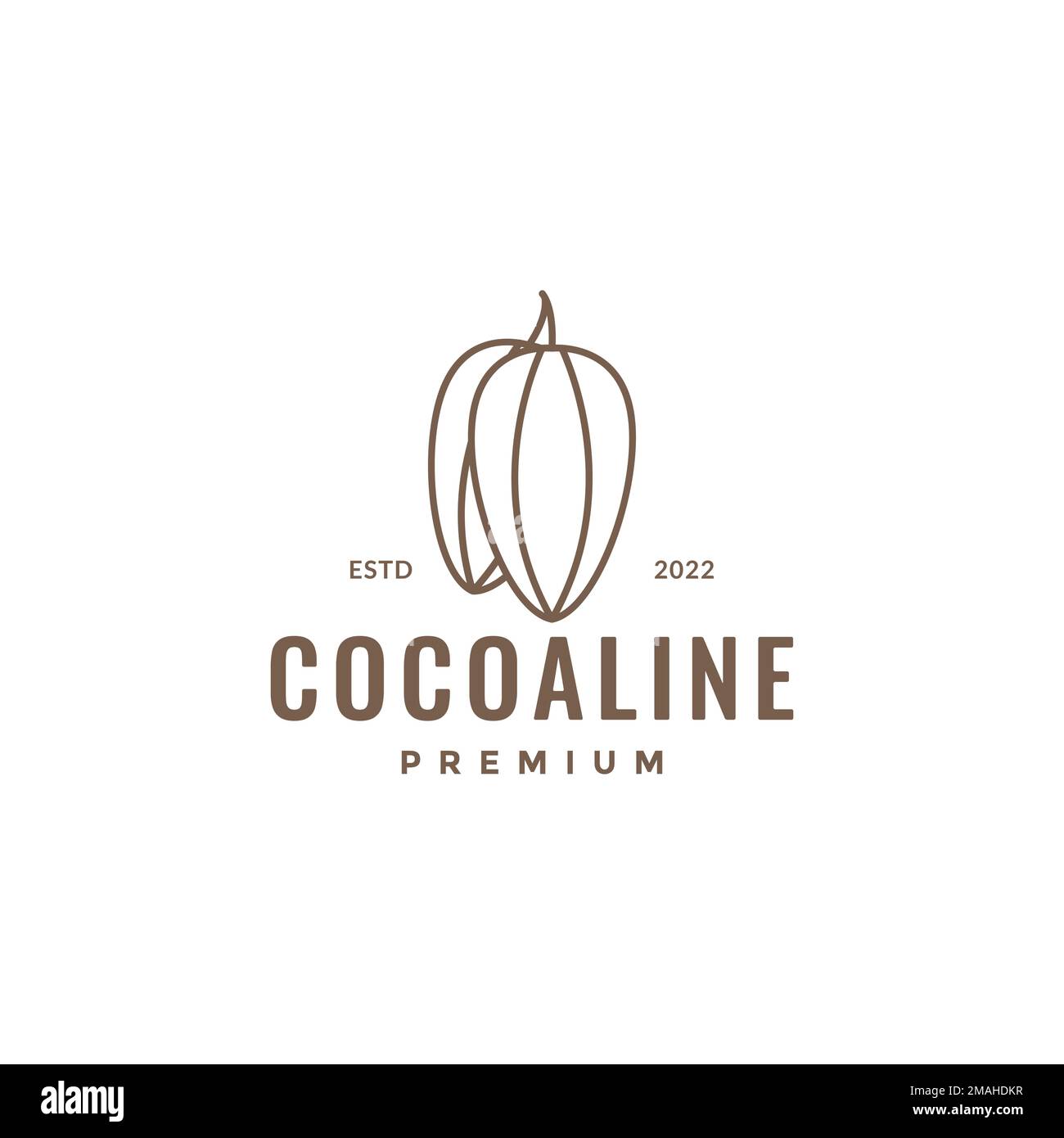 cocoa chocolate bean fruit sweet line minimal logo design vector icon ...