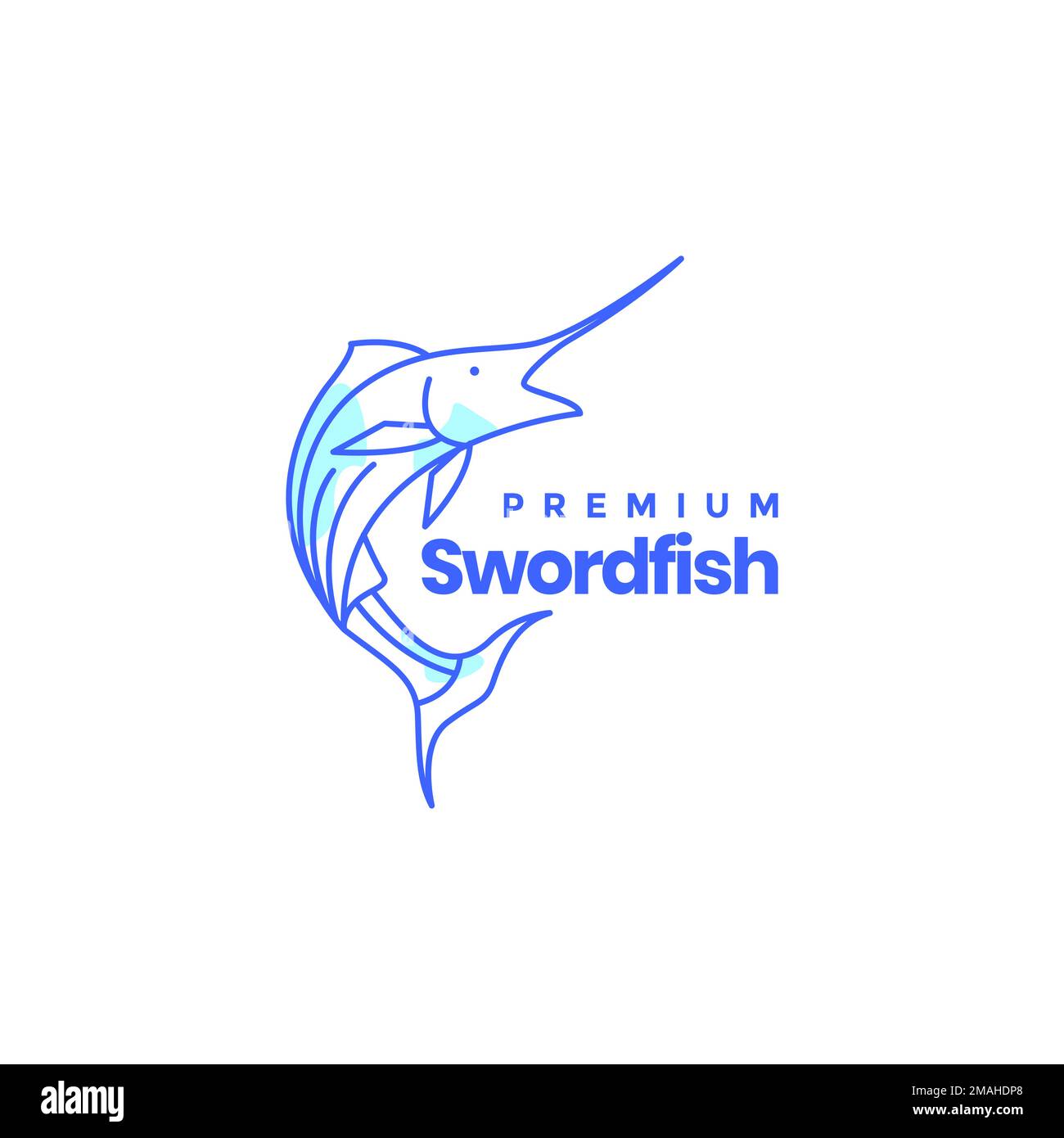 sea ocean fish swordfish jumping fishing food abstract lines art logo ...