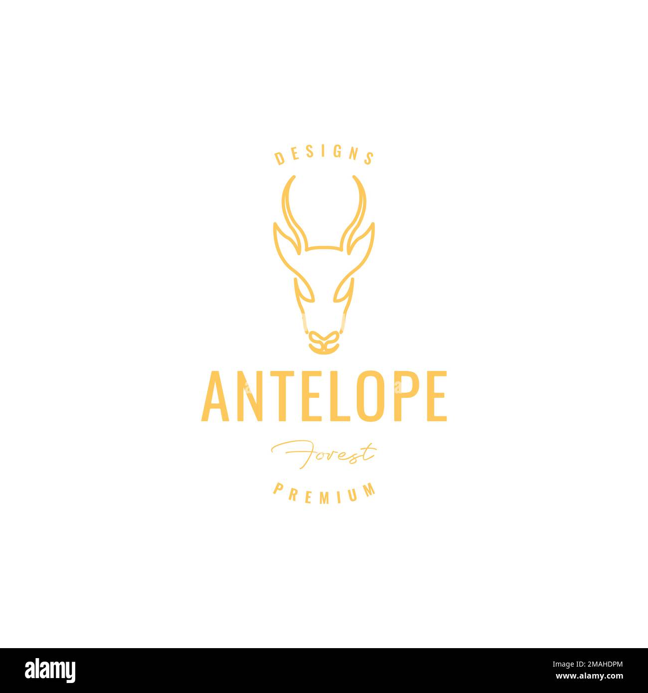 head antelope long horn deer run fast forest savanna grass logo design ...