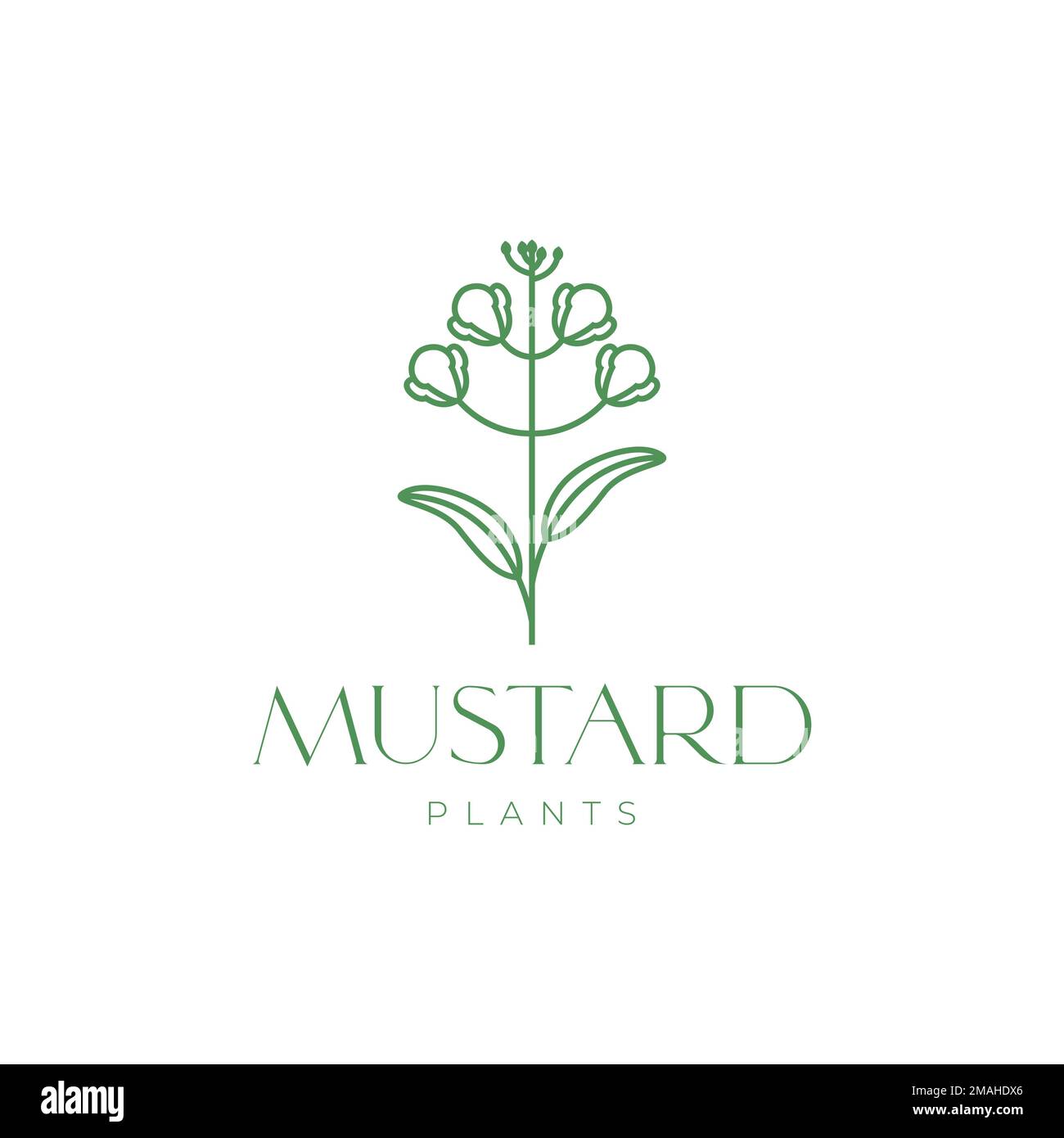 mustard green leaves flower vegetable simple minimalist logo design ...