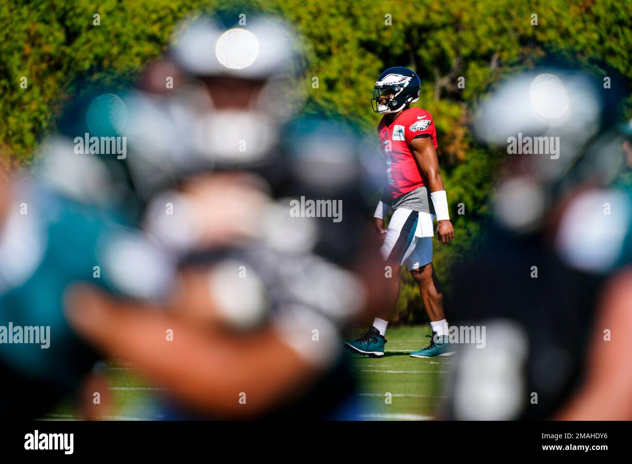 Philadelphia Eagles quarterback Jalen Hurts moves to his next drill at ...