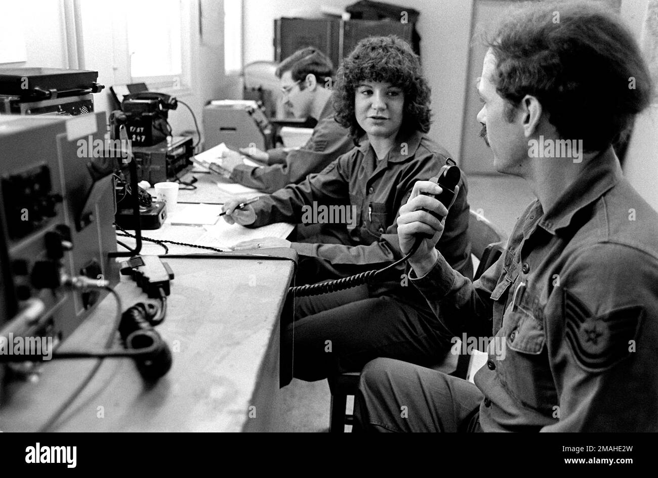 A view of the air operations room with, left to right, SSGT Don ...