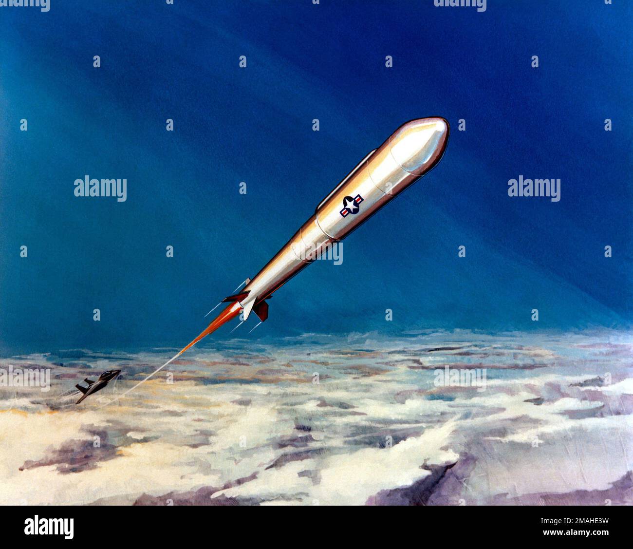 Artist's concept of an anti-satellite missile (ASAT) after launch from ...