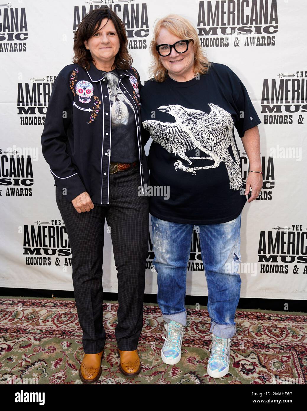 Amy Ray, left, and Emily Saliers, of The Indigo Girls, arrive at the Americana Honors & Awards ...