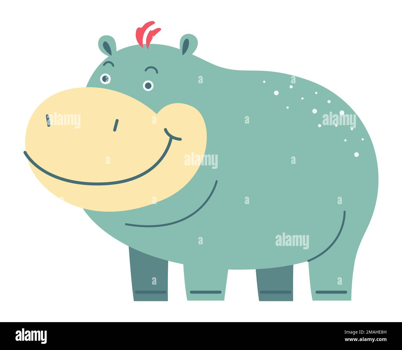 blue cute african hippo character. flat vector illustration Stock ...