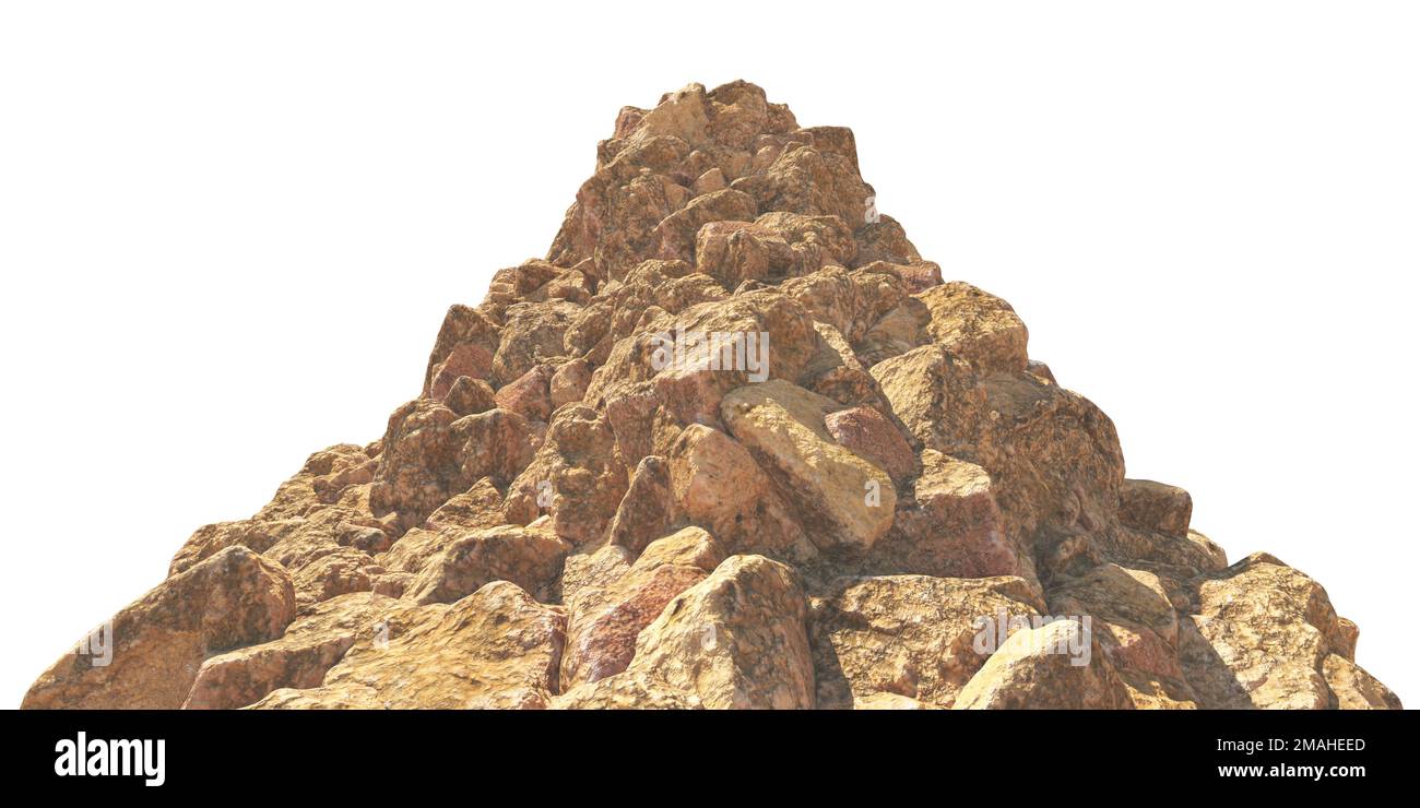 3D illustration crag stones Isolated on white background Stock Photo ...