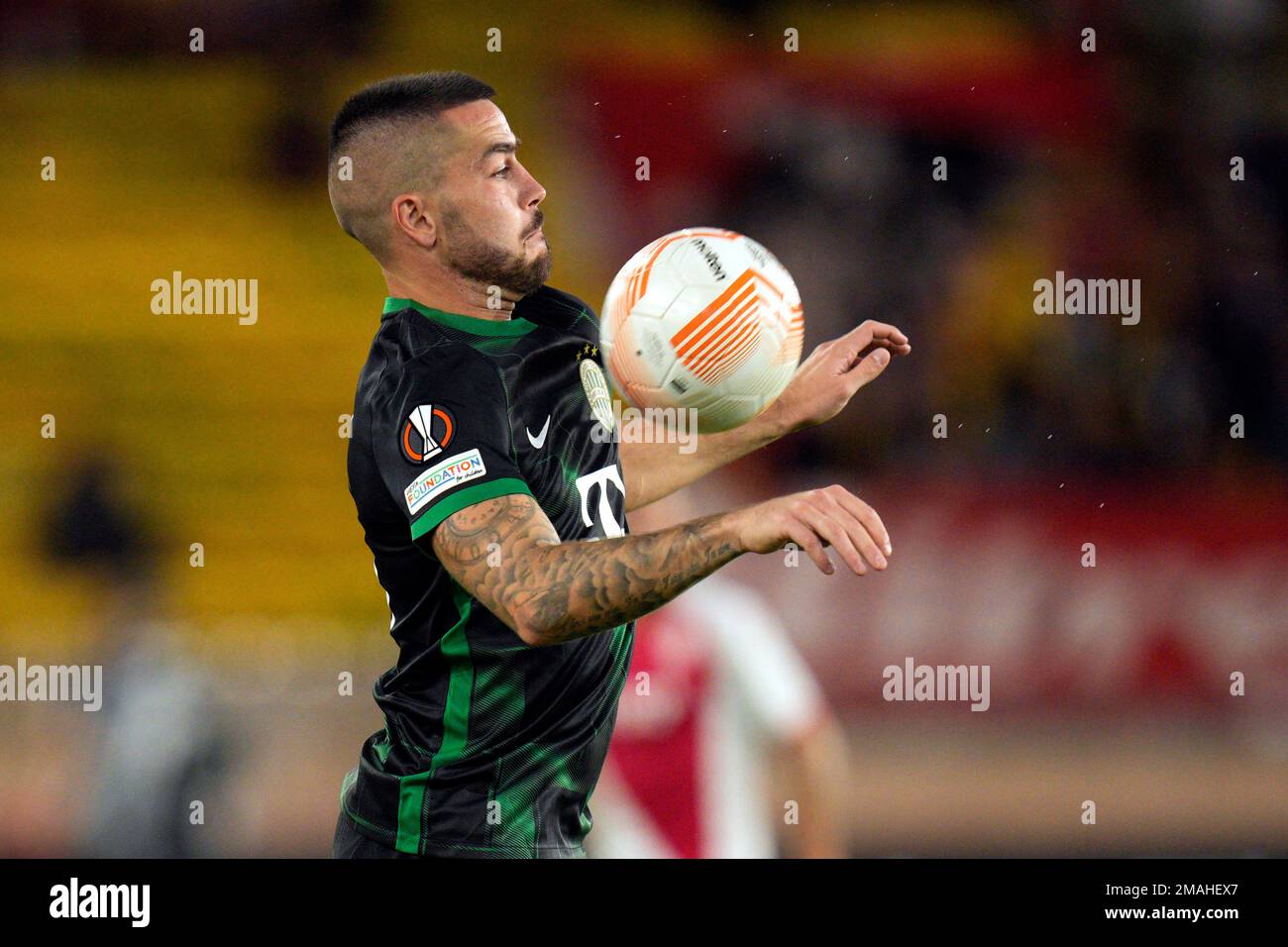 Ferencvaros' Endre Botka controls the ball during the Europa League ...