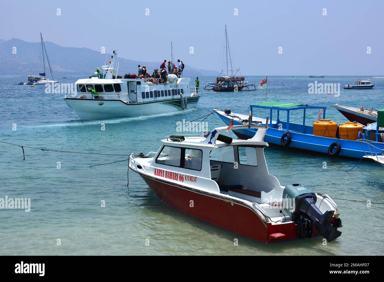 boats, port, Gili Air, Gili Islands, West Nusa Tenggara, Indonesia ...