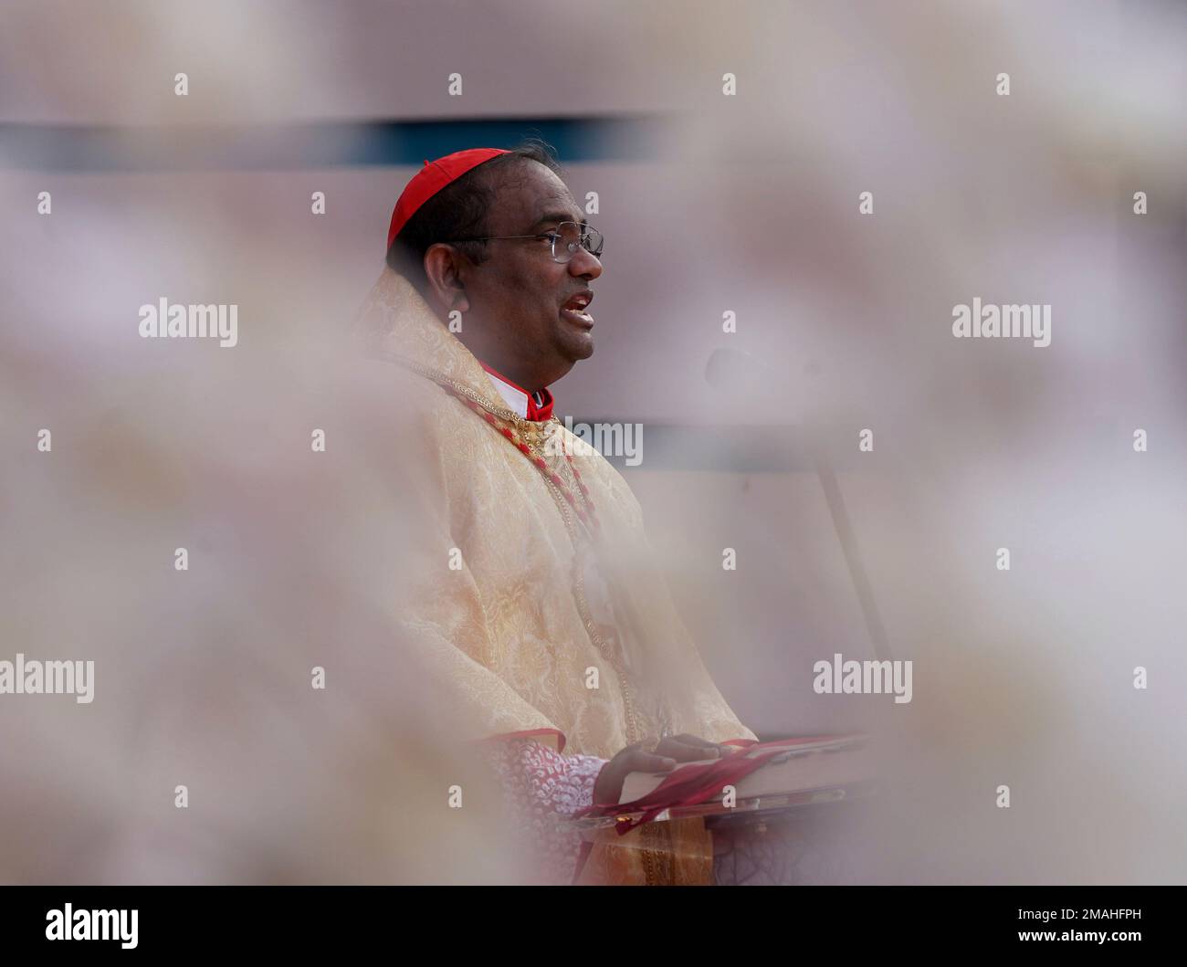 Archbishop of Hyderabad Anthony Poola attends a thanksgiving mass for ...