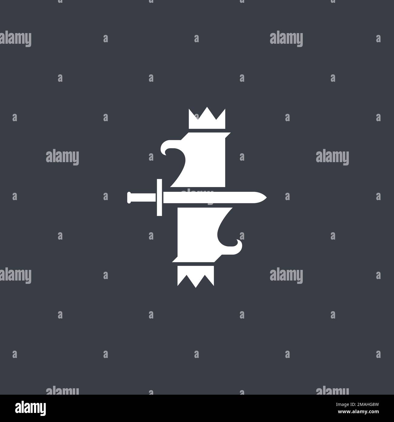 head eagle classic crown sword kingdom luxury logo design vector icon ...