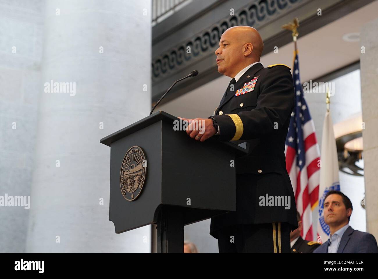 Maj. Gen. John C. Harris Jr., Ohio adjutant general, speaks during the ...