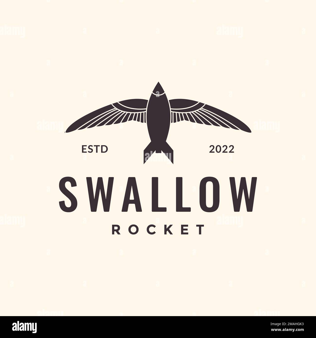flying swallow bird wings freedom with rocket hipster logo design ...