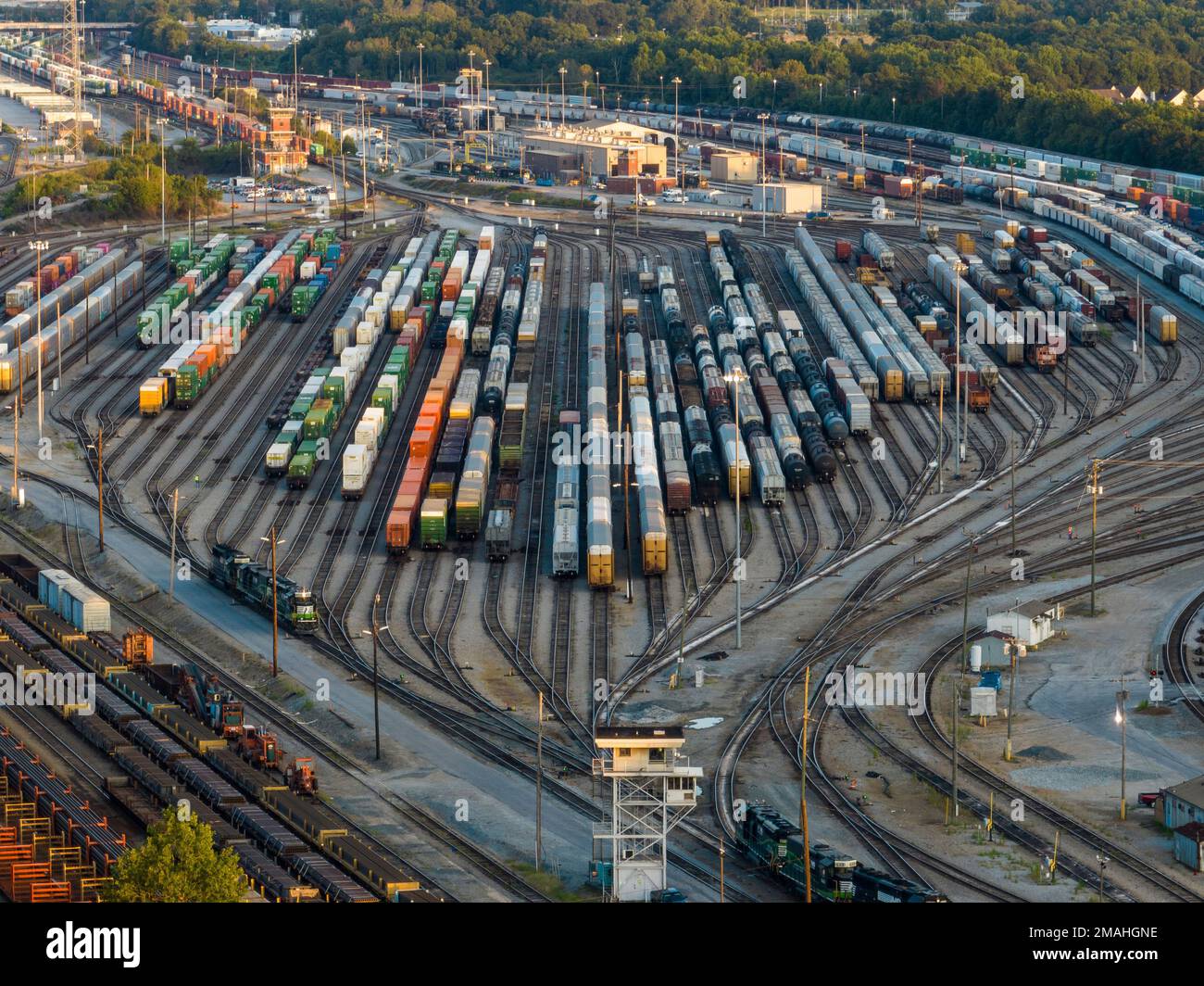 Freight train cars sit in a Norfolk Southern rail yard on Wednesday, Sept. 14, 2022, in Atlanta ...