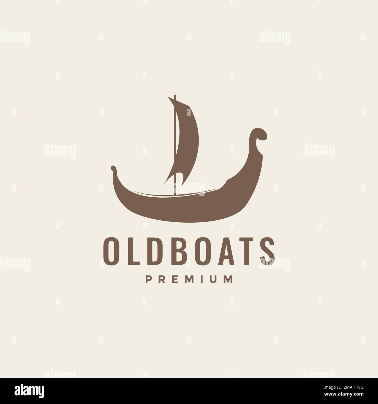old boat wood sail sailing sea vintage logo design vector icon ...