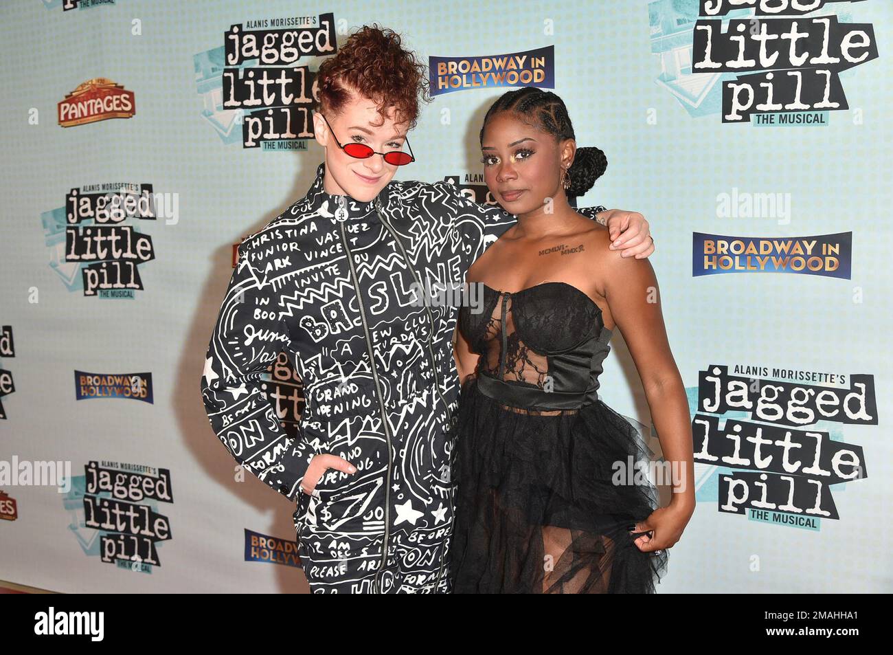 Jade McLeod, left, and Lauren Chanel arrive at the opening night red ...