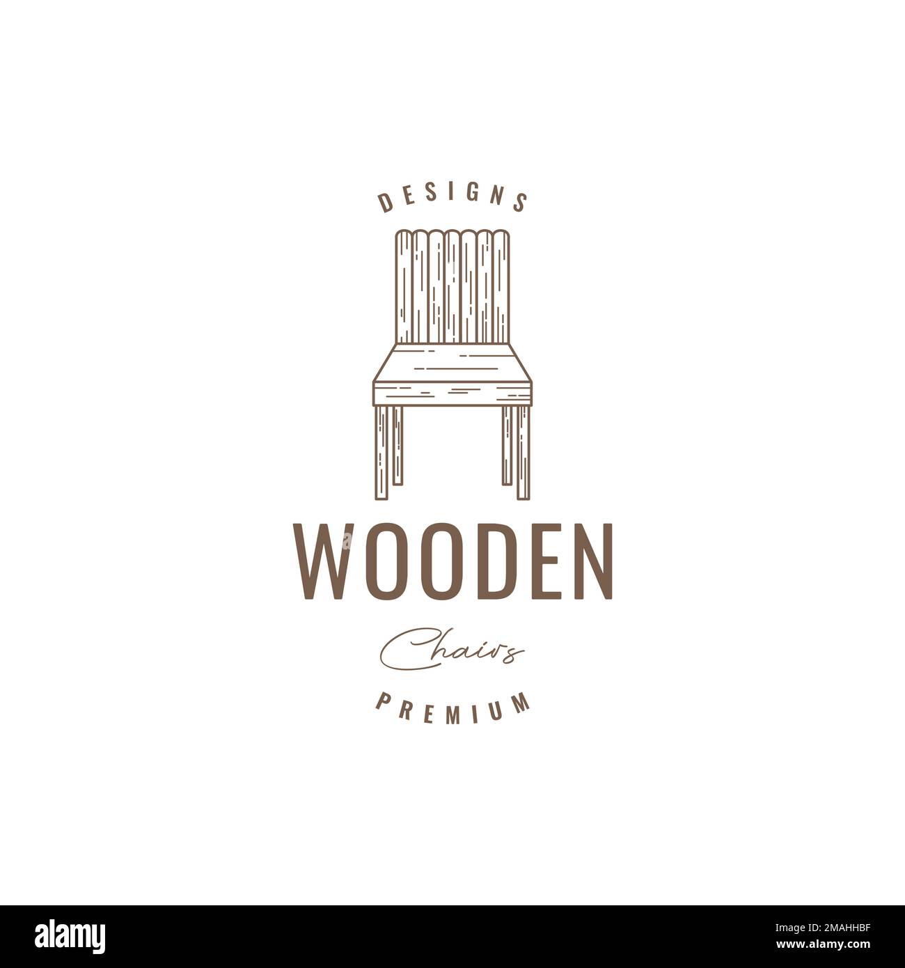 traditional chair wood engrave hipster logo design vector icon ...