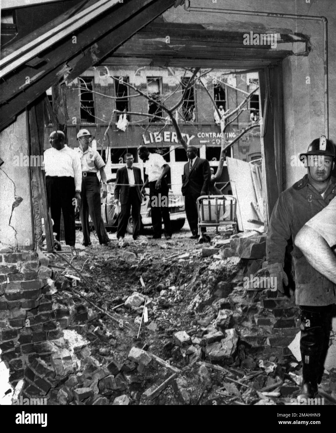 FILE - Debris is strewn from a bomb that exploded near a basement room ...