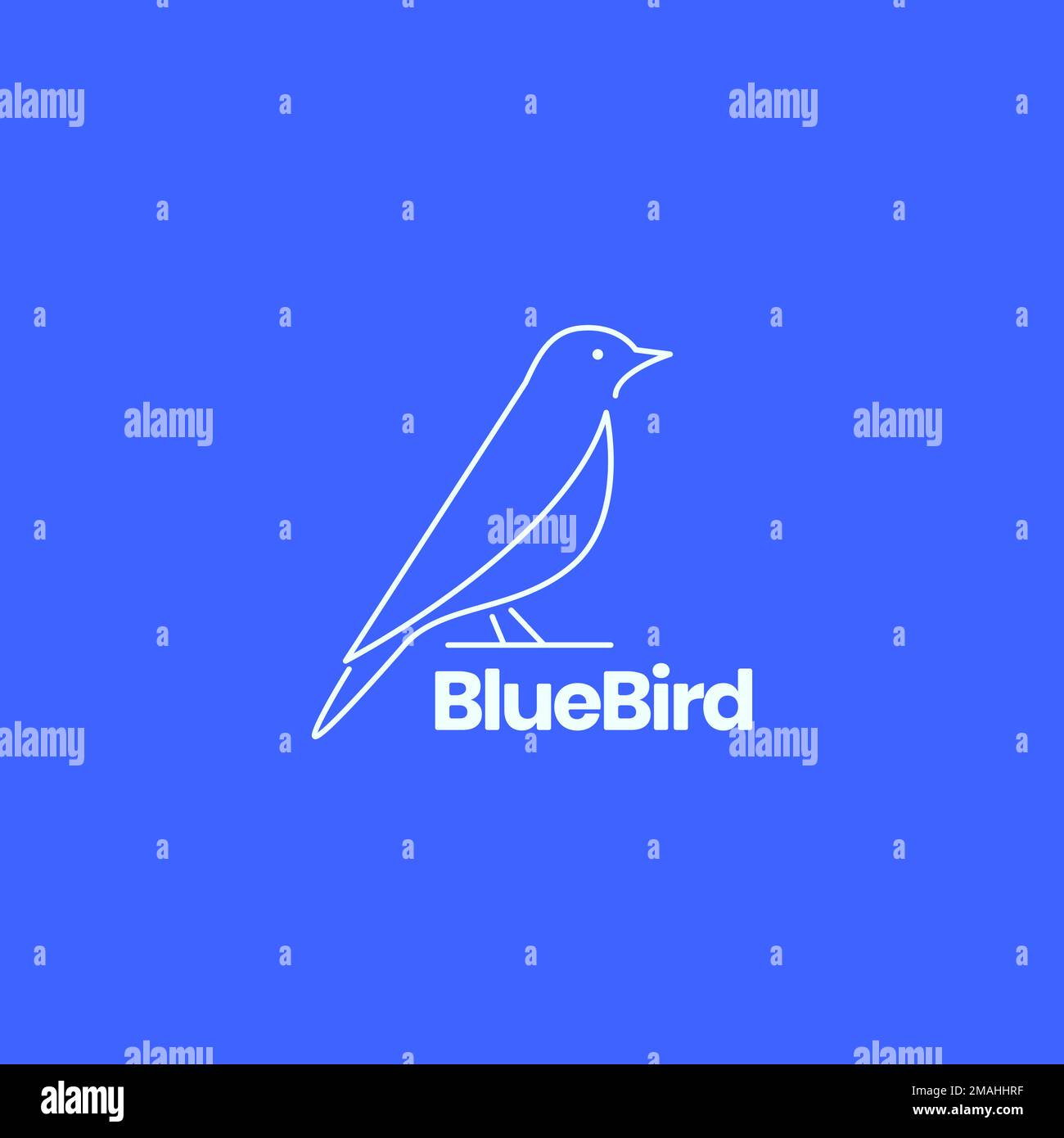 animal perched blue bird simple line logo design vector icon ...