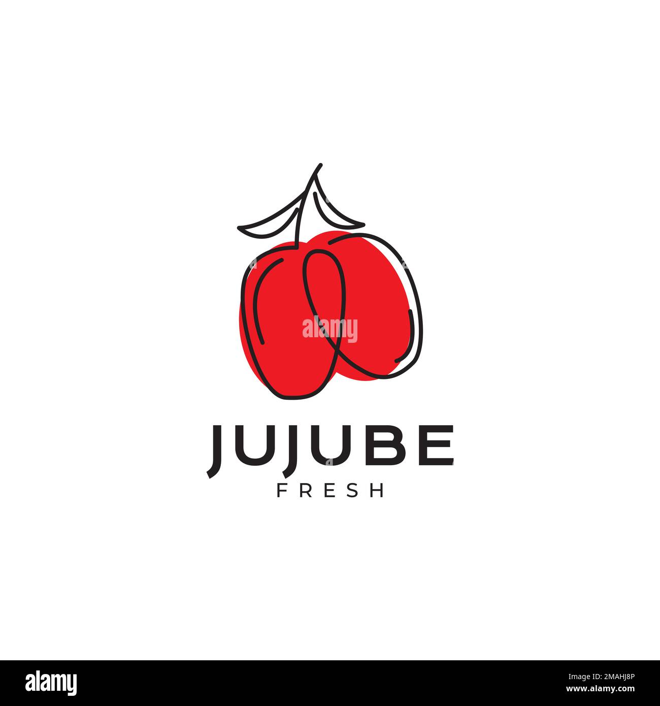 fresh fruit red jujube sweet lines art colorful logo design vector icon ...