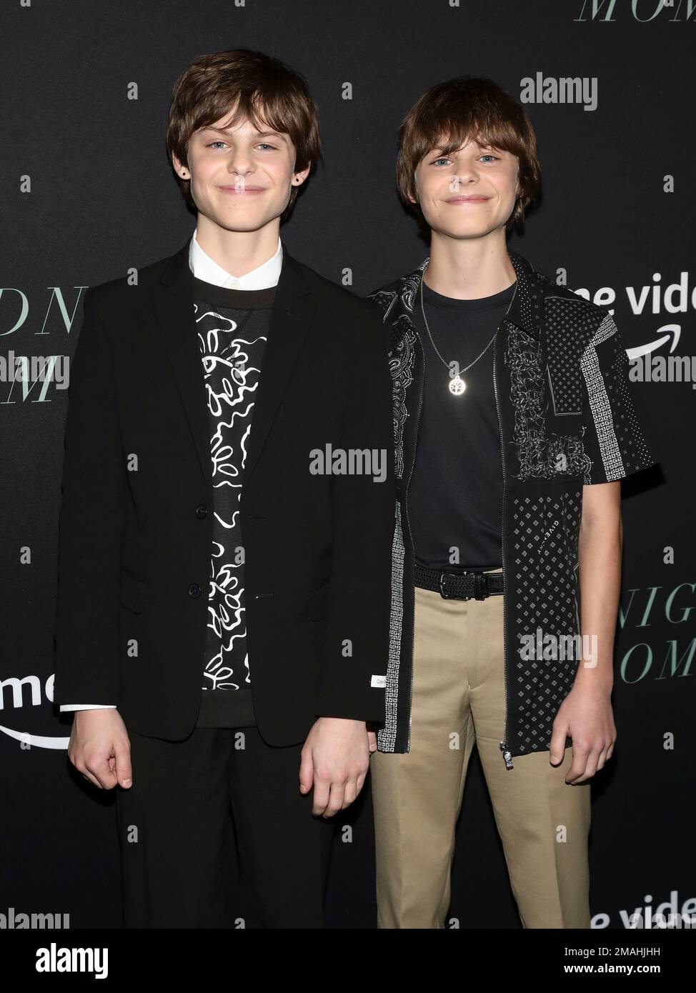 Actors Cameron Crovetti, left, and Nicholas Crovetti, right, attend the ...