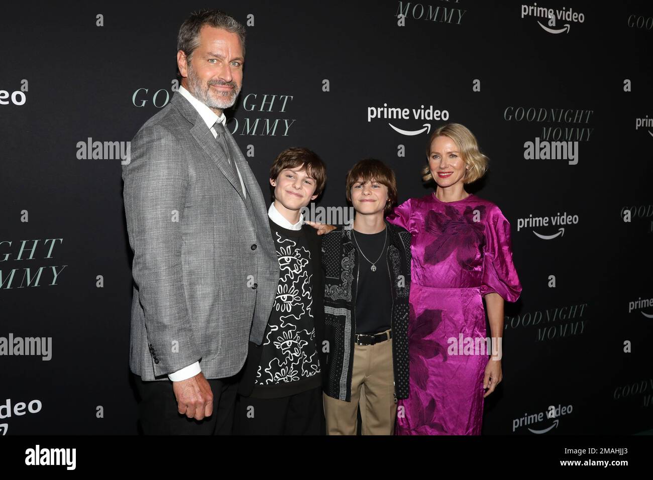 Actors Peter Hermann, from left, Cameron Crovetti, Nicholas Crovetti ...