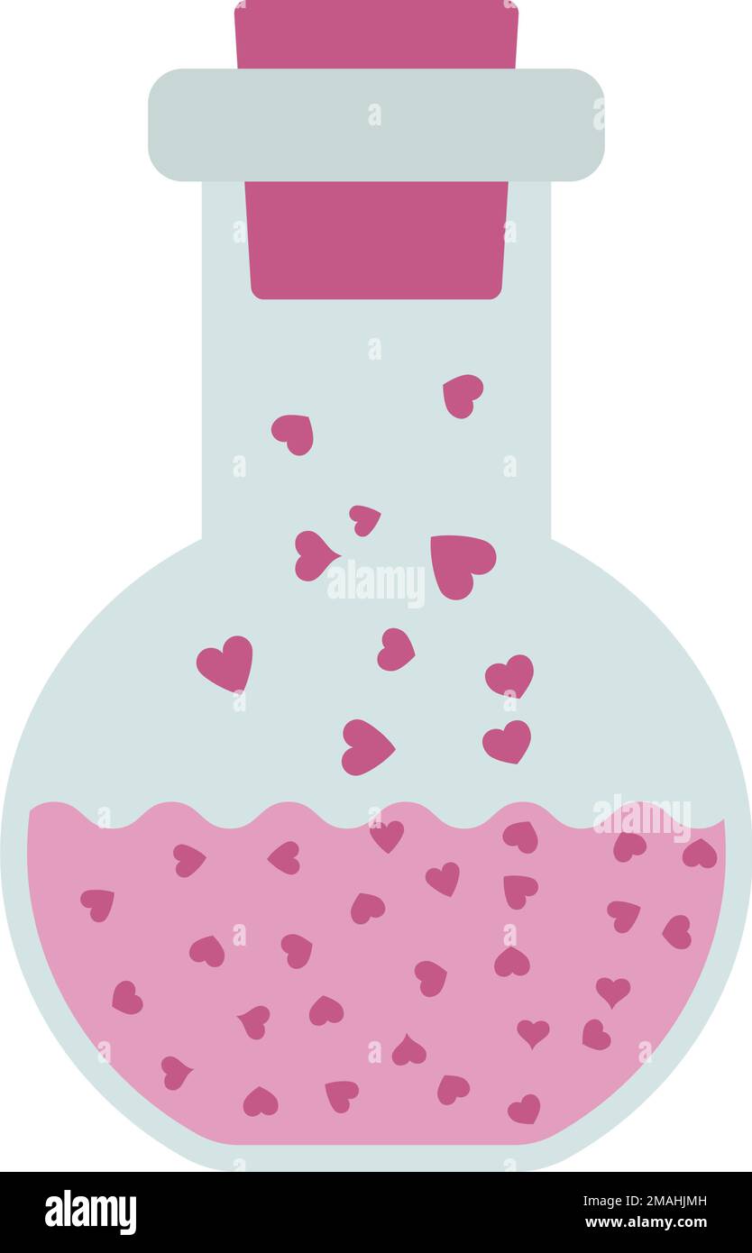 Valentine's day love potion elixir with hearts. Festive design element ...