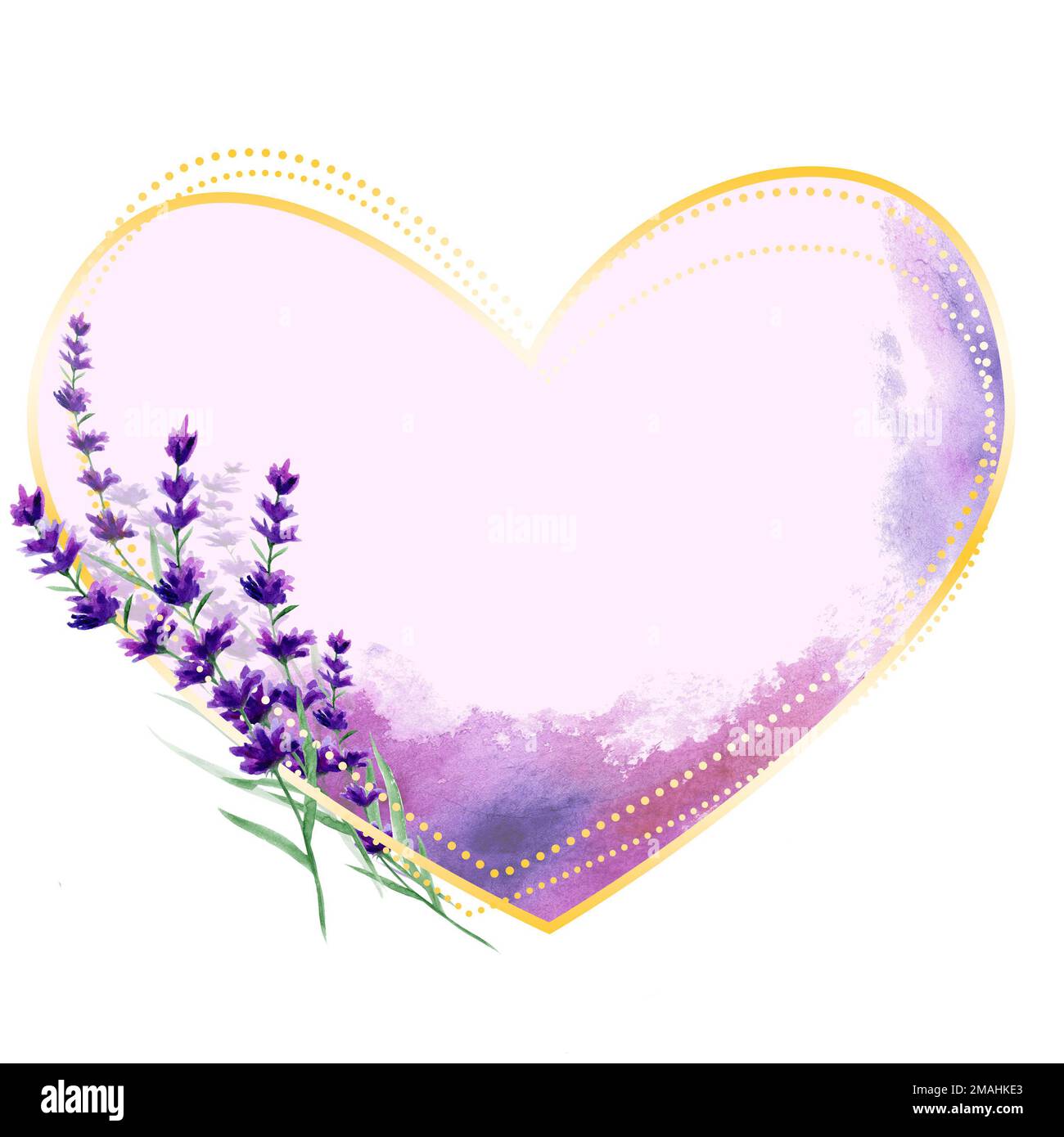 Lavender Heart. Watercolor Heart Frame. Valentine's Day Concept ...