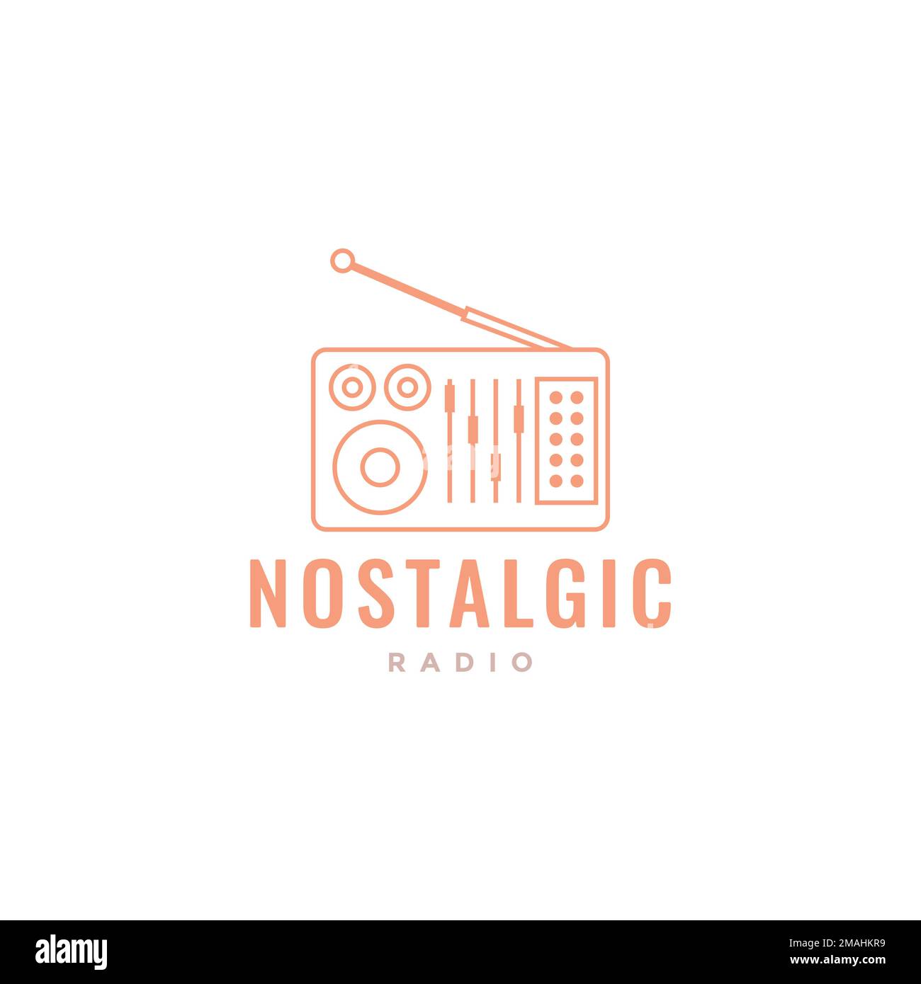 nostalgic radio legend music broadcast line logo design vector icon ...