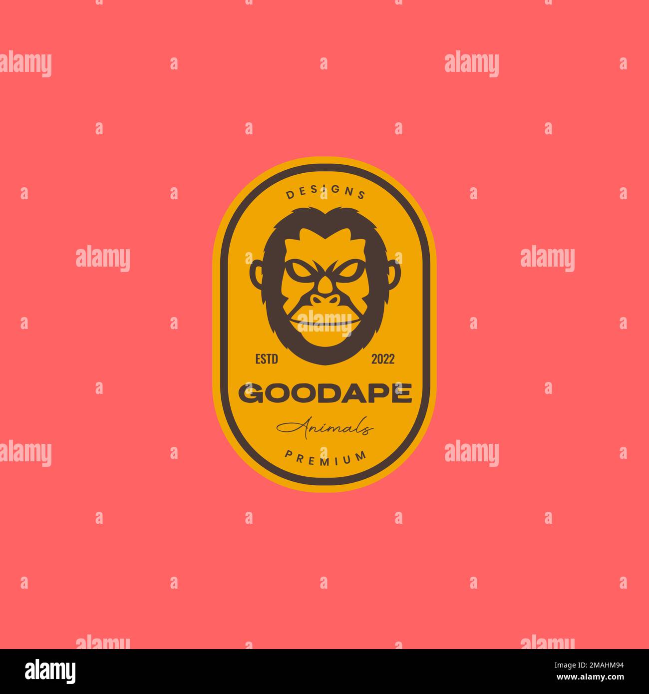face scare forest ape monkey primate badge vintage logo design vector ...