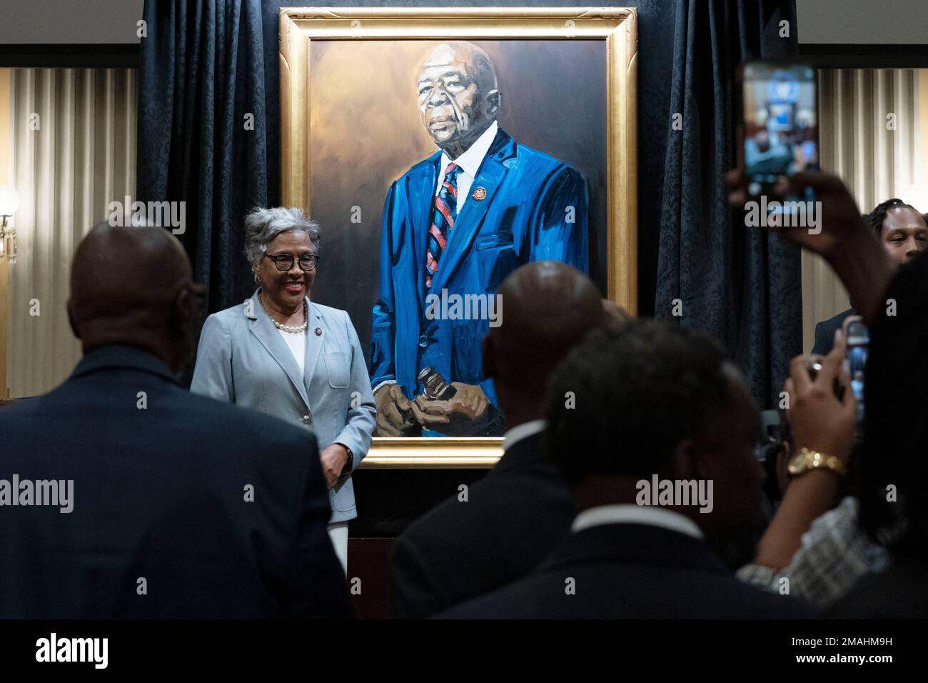 Rep. Joyce Beatty, D-Ohio, poses next to the unveiled official portrait ...