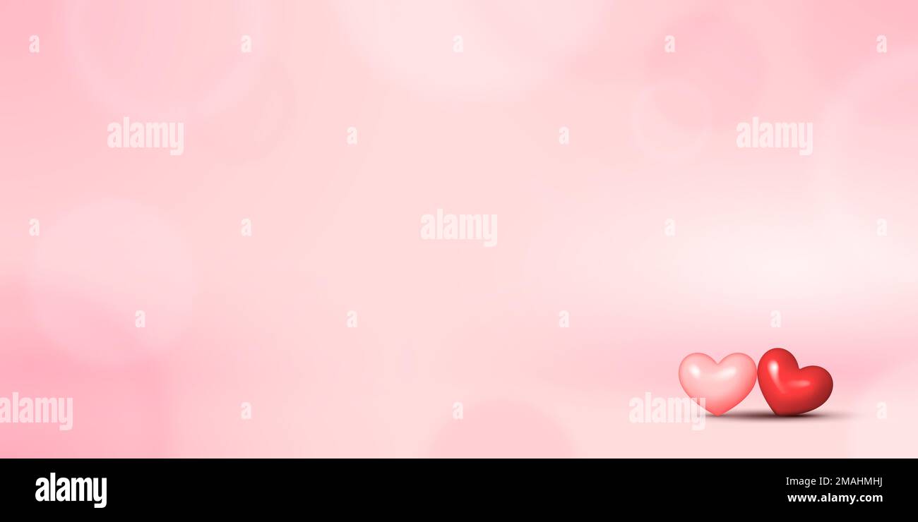 Valentine's Day Pink Card Background with Two Small Hearts on Right ...