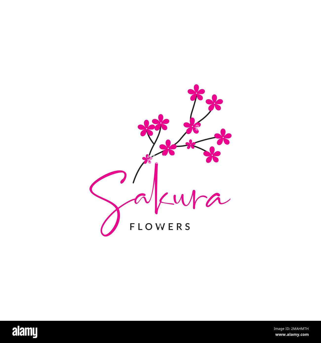 beauty flower plant sakura blossom tree season logo design vector icon ...