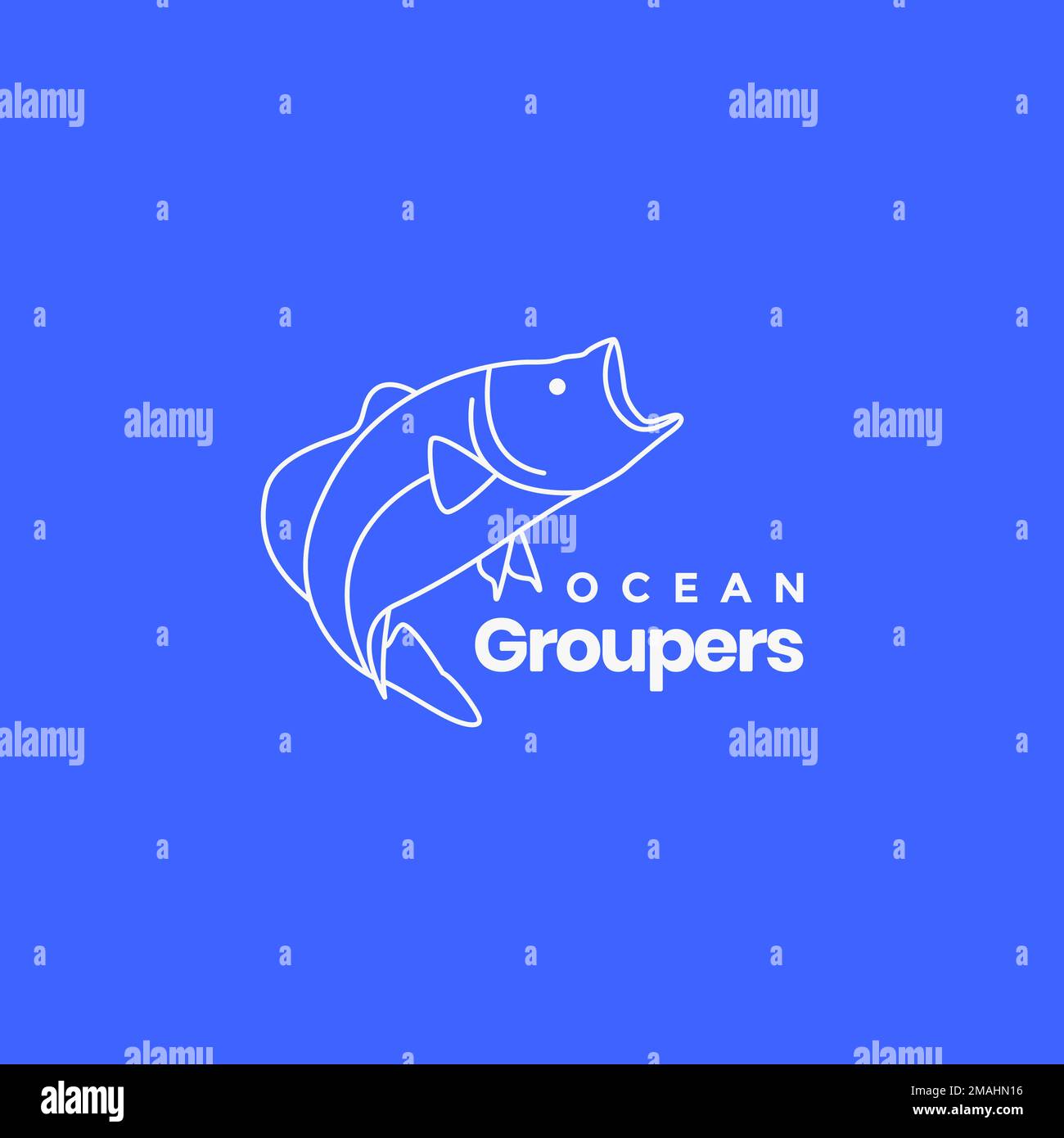 ocean grouper fish food marine biota creature logo design vector icon ...